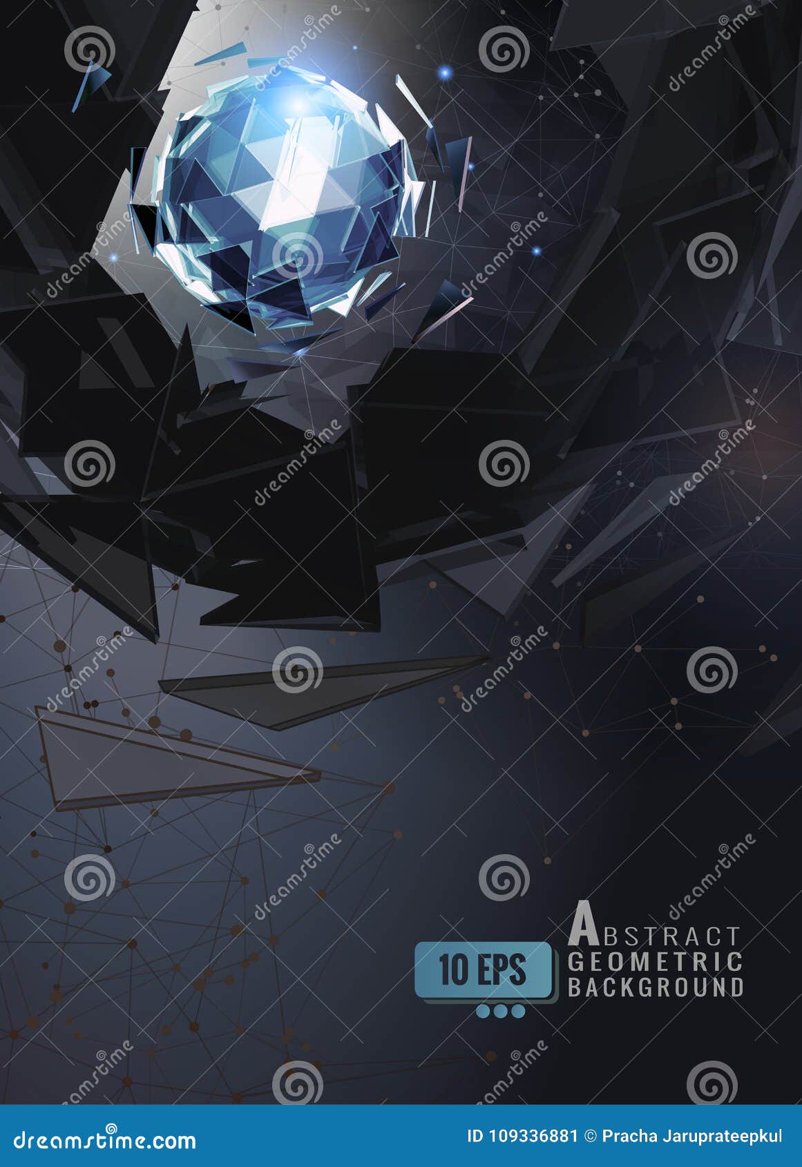 Abstract Triangle Sphere Glowing on Shatter BG Stock Vector ...