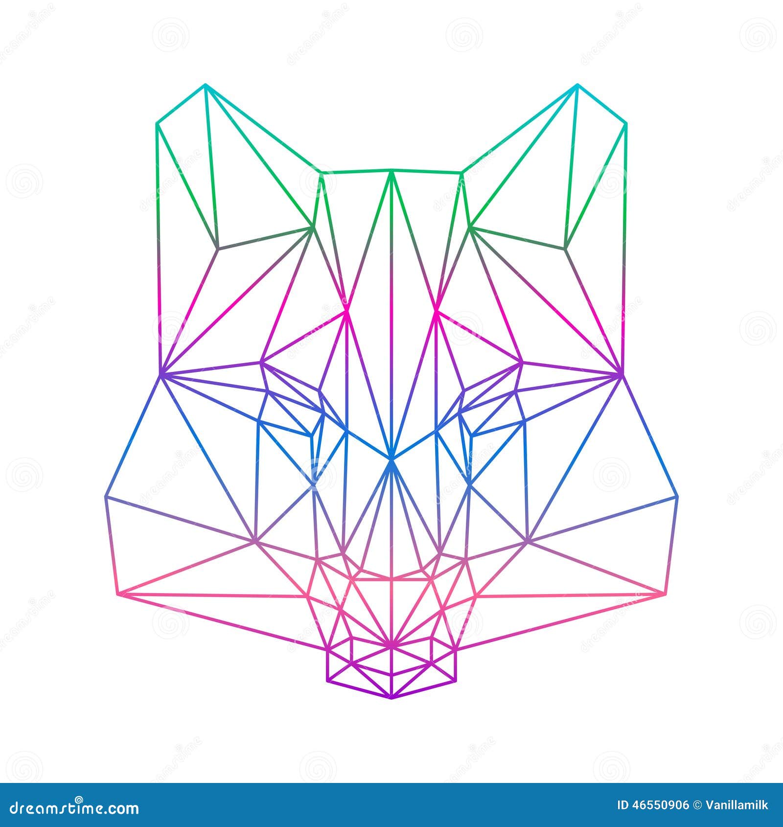 Polygonal Abstract Wolf Silhouette Drawn in One Continuous Line Stock ...