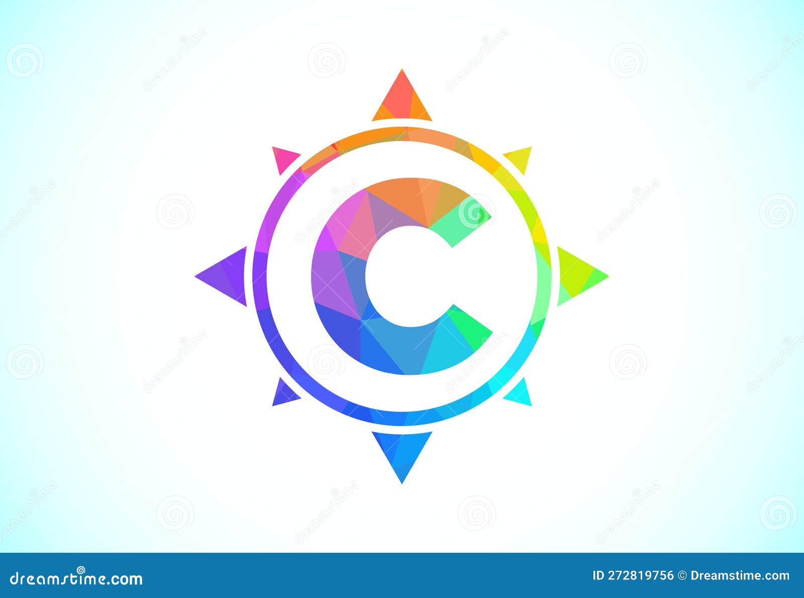 Polygonal Alphabet C in a Compass. Low Poly Style Compass Logo Sign ...