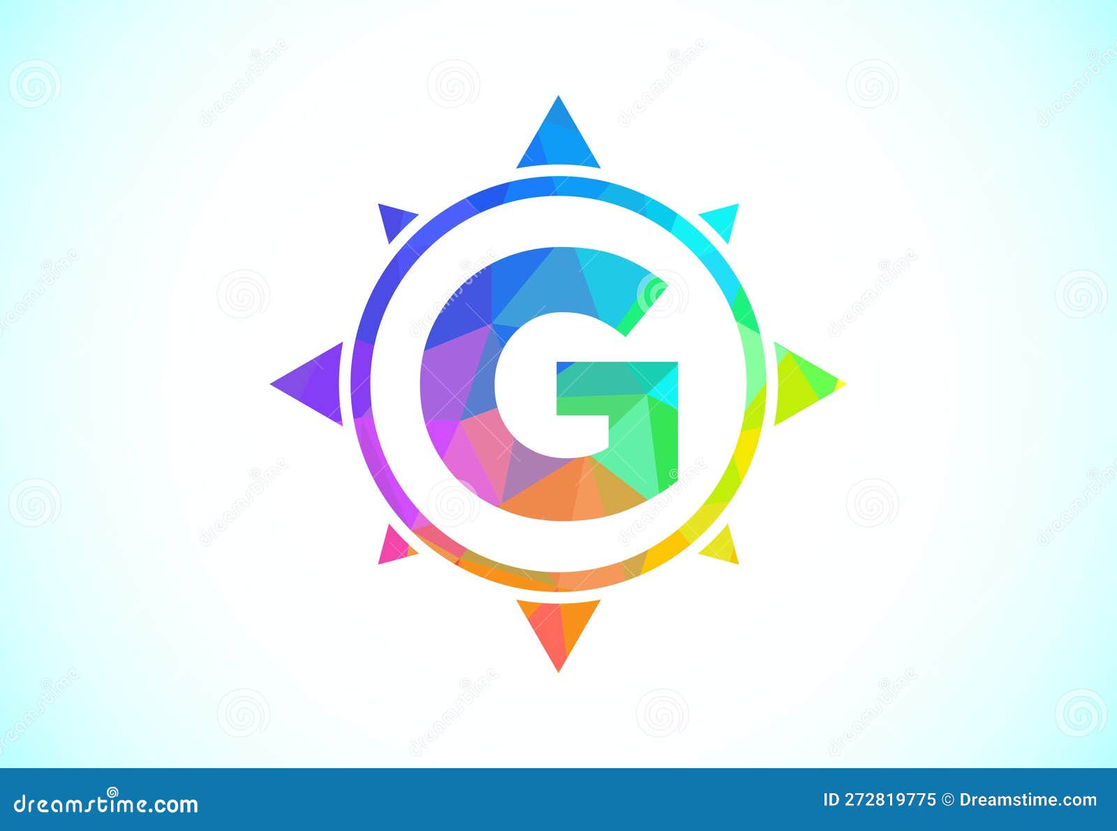Polygonal Alphabet G in a Compass. Low Poly Style Compass Logo Sign ...