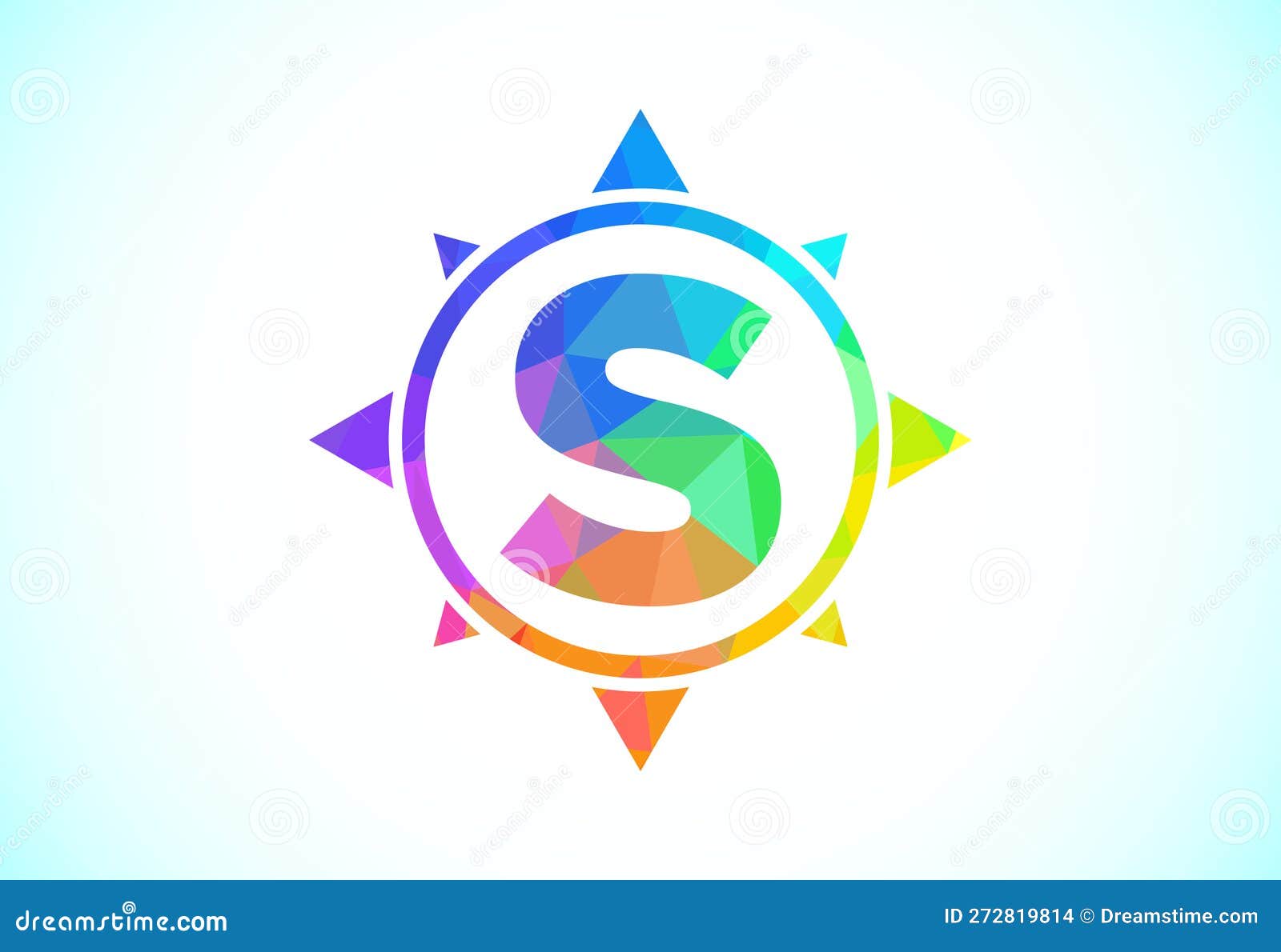 Polygonal Alphabet S in a Compass. Low Poly Style Compass Logo Sign ...
