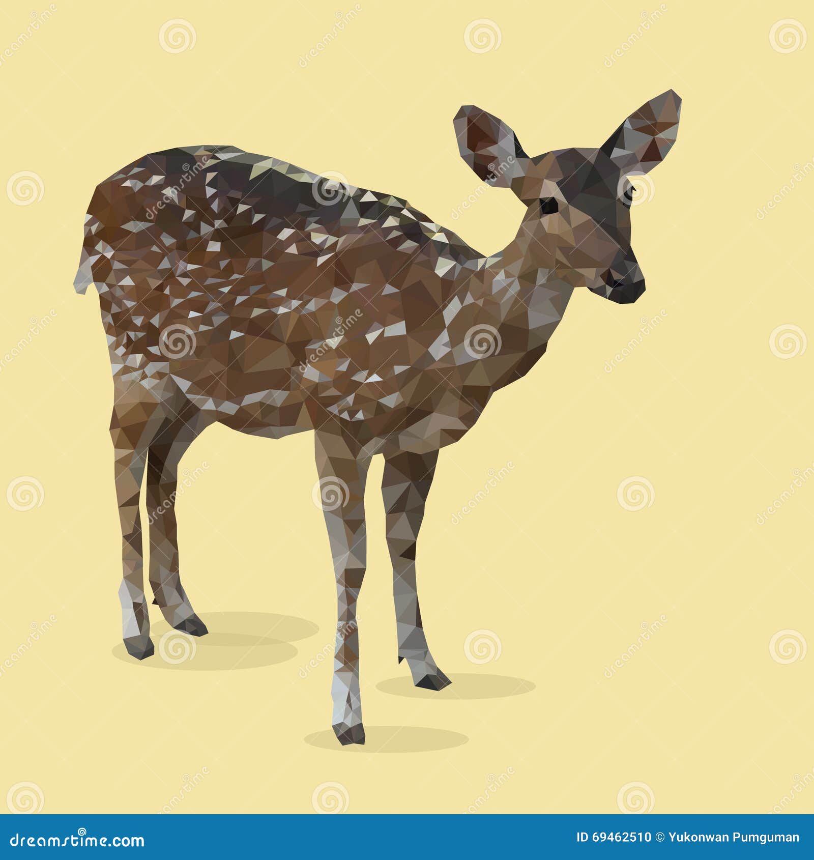 Set Of Deer In Polygon Style. Cartoon Icon Design Template With Various ...
