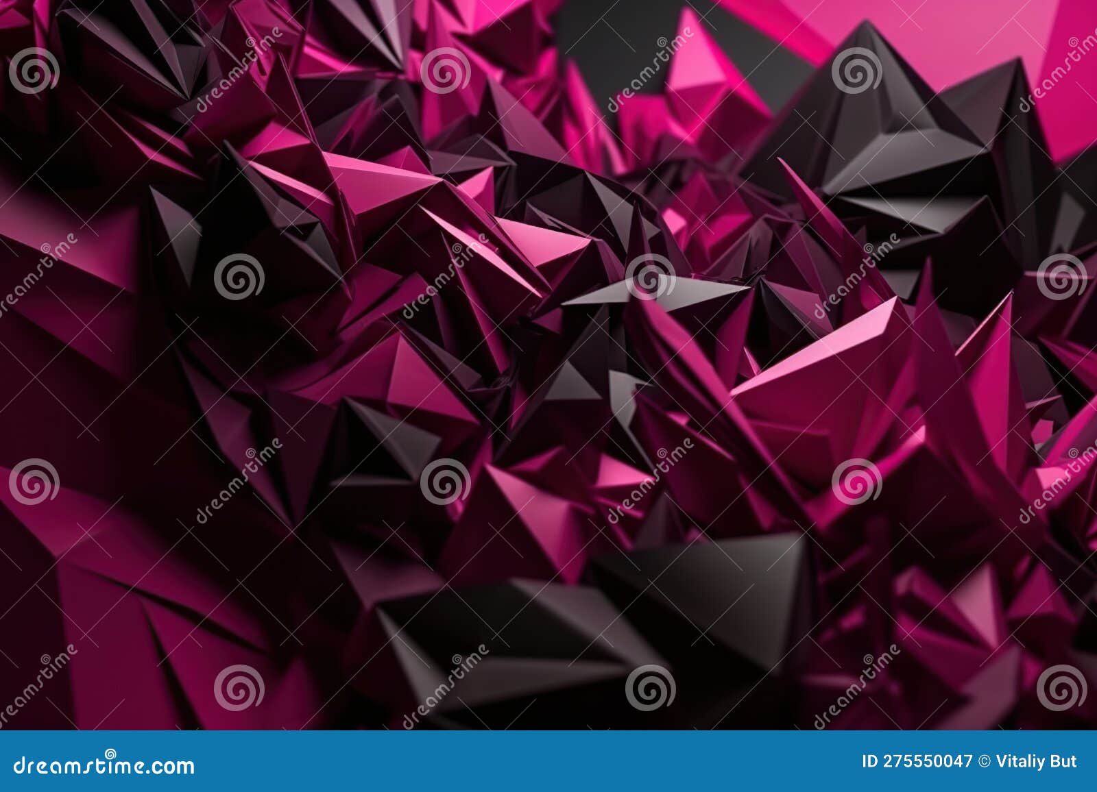 Polygonal Black and Pink Abstract with Spiky Connection Structure Made ...