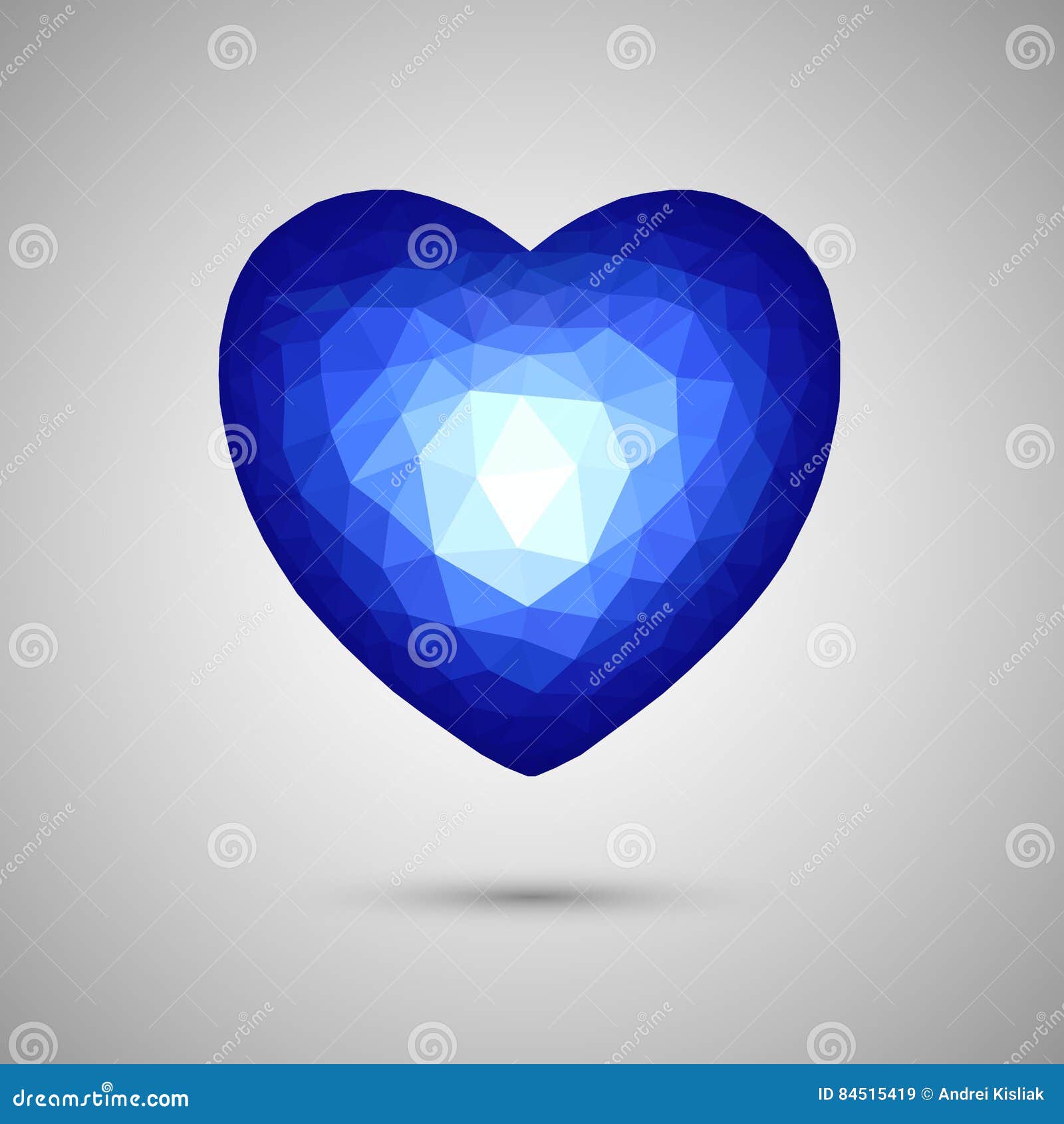 Polygonal Blue Crystal Heart Stock Vector - Illustration of expensive ...