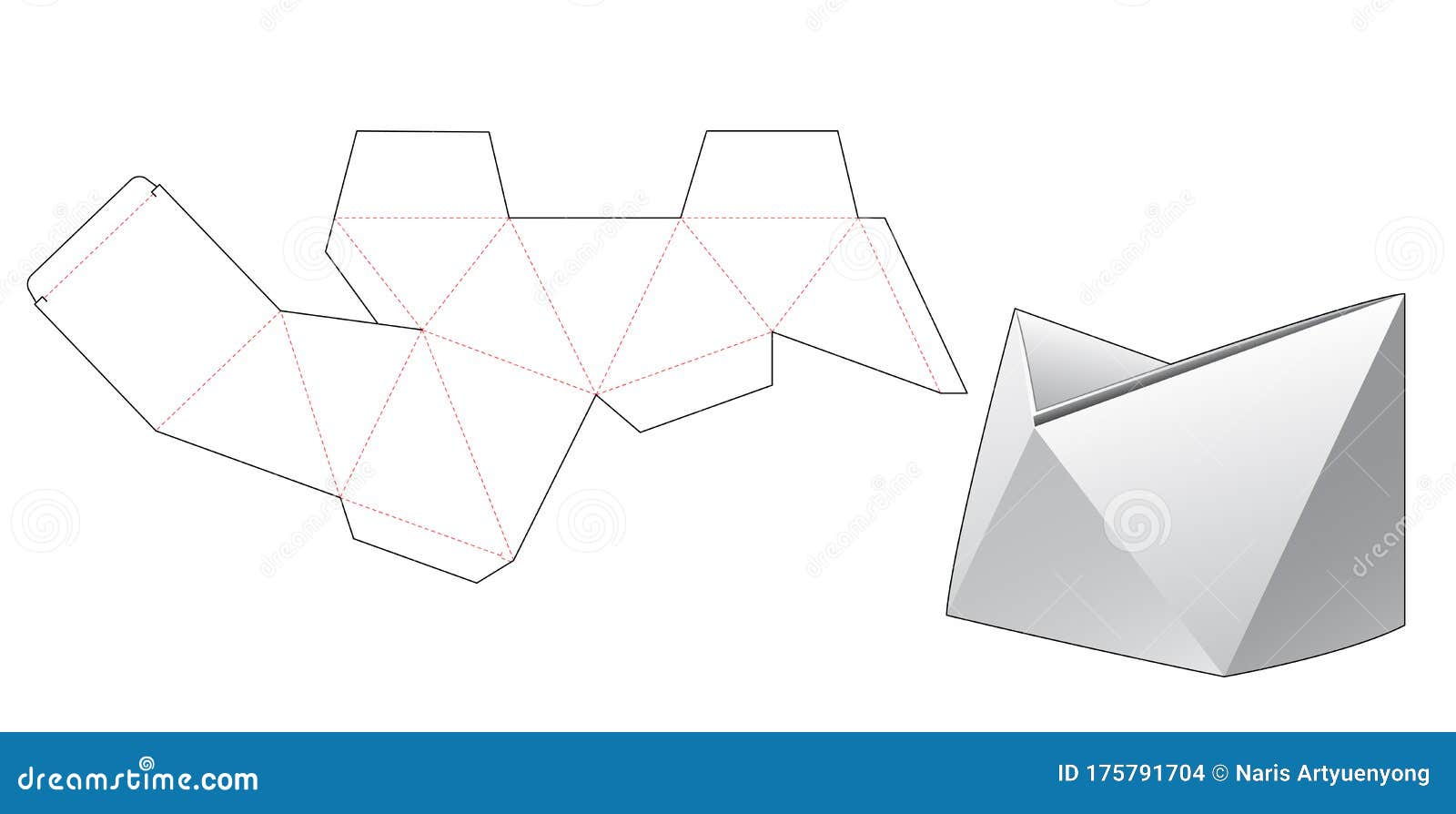 Polygonal Box Die Cut Template Design Stock Vector - Illustration of ...