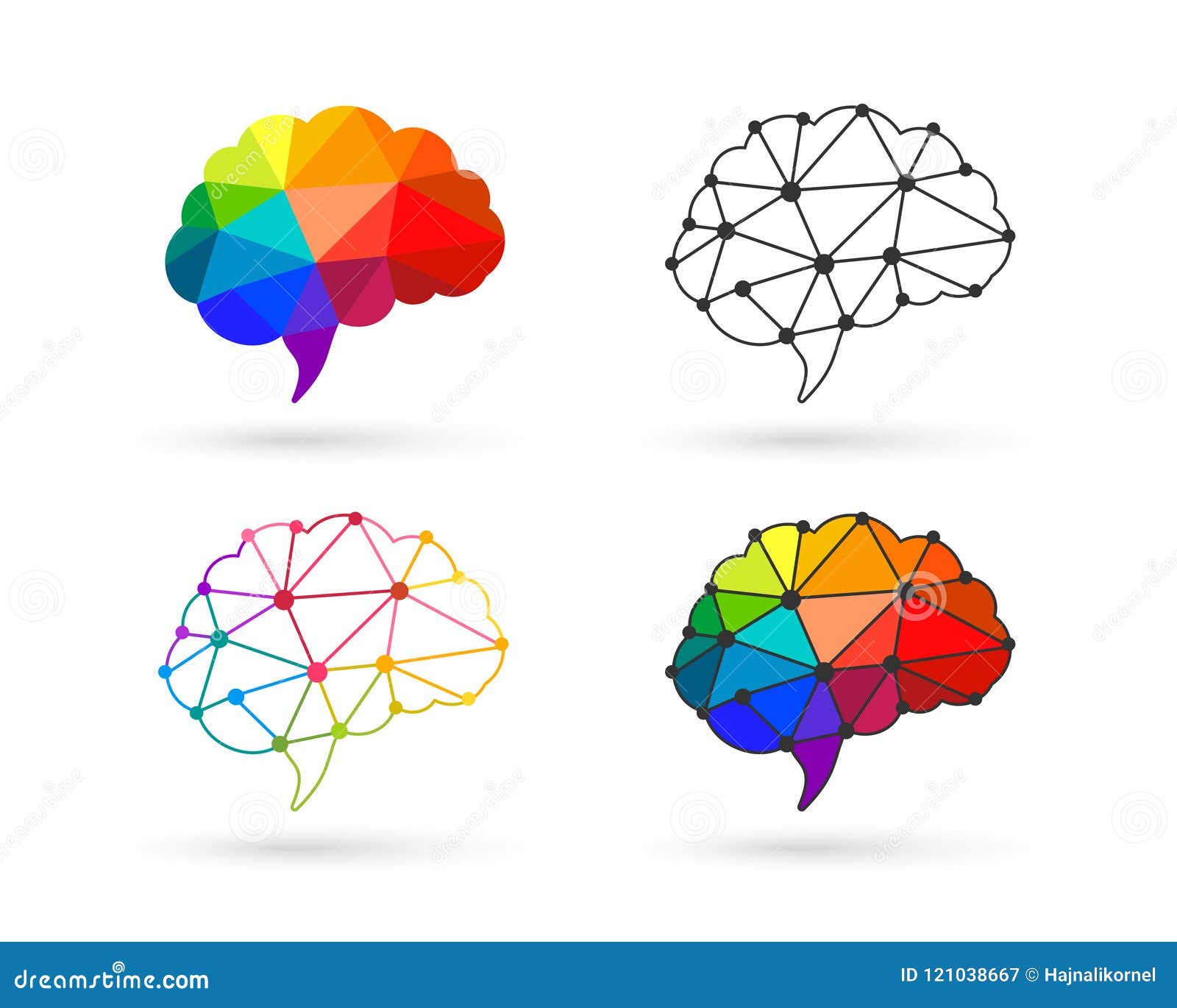 Polygonal brain set stock vector. Illustration of vector - 121038667