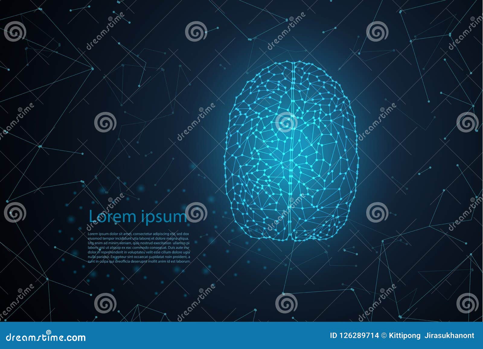 Polygonal Brain with Shining Light Stock Vector - Illustration of ...