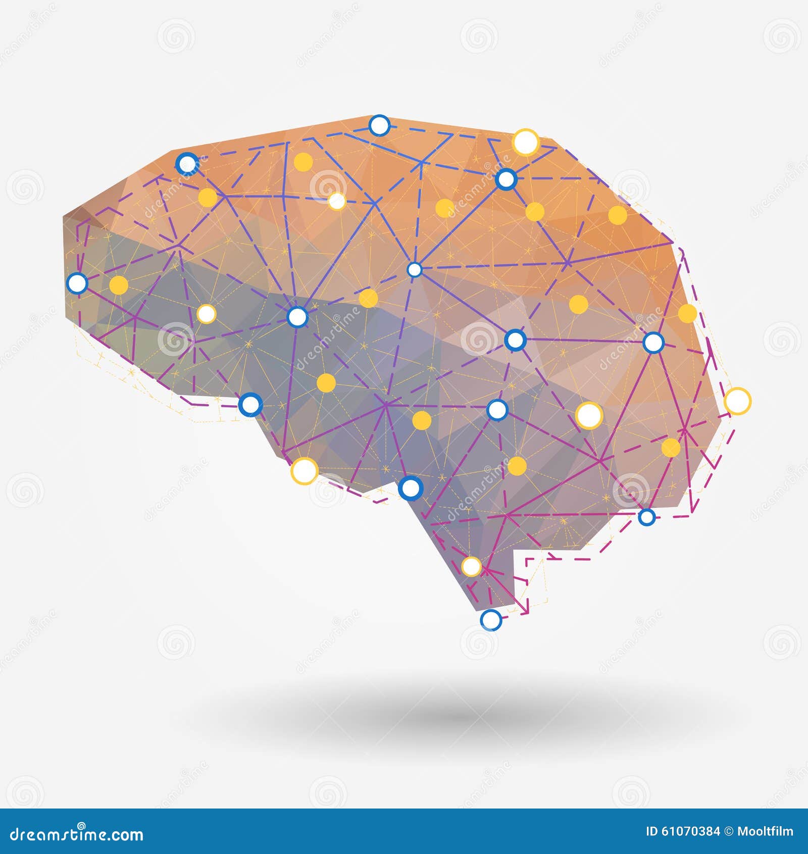 Polygonal brain stock vector. Illustration of color, concentration ...