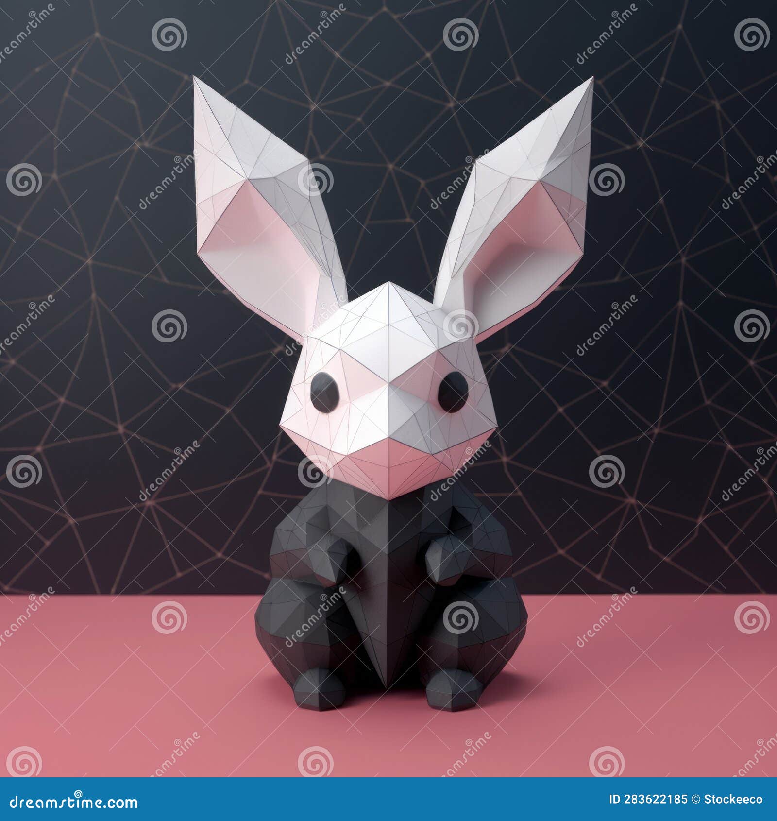Polygonal Bunny 3d Model with Embossed Paper Texture Stock Illustration ...