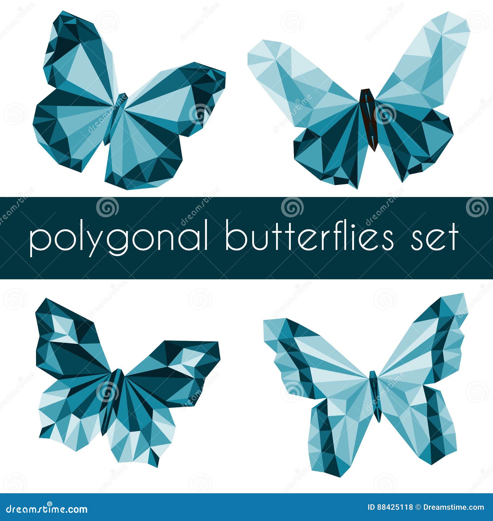 Polygonal butterflies stock vector. Illustration of color - 88425118