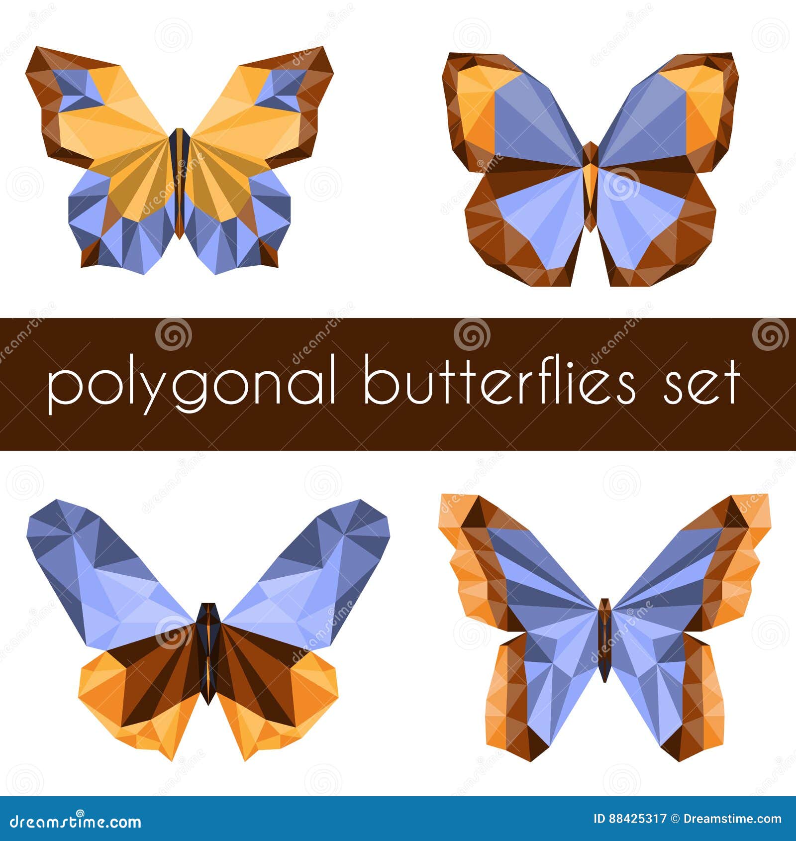 Polygonal butterflies stock vector. Illustration of classic - 88425317
