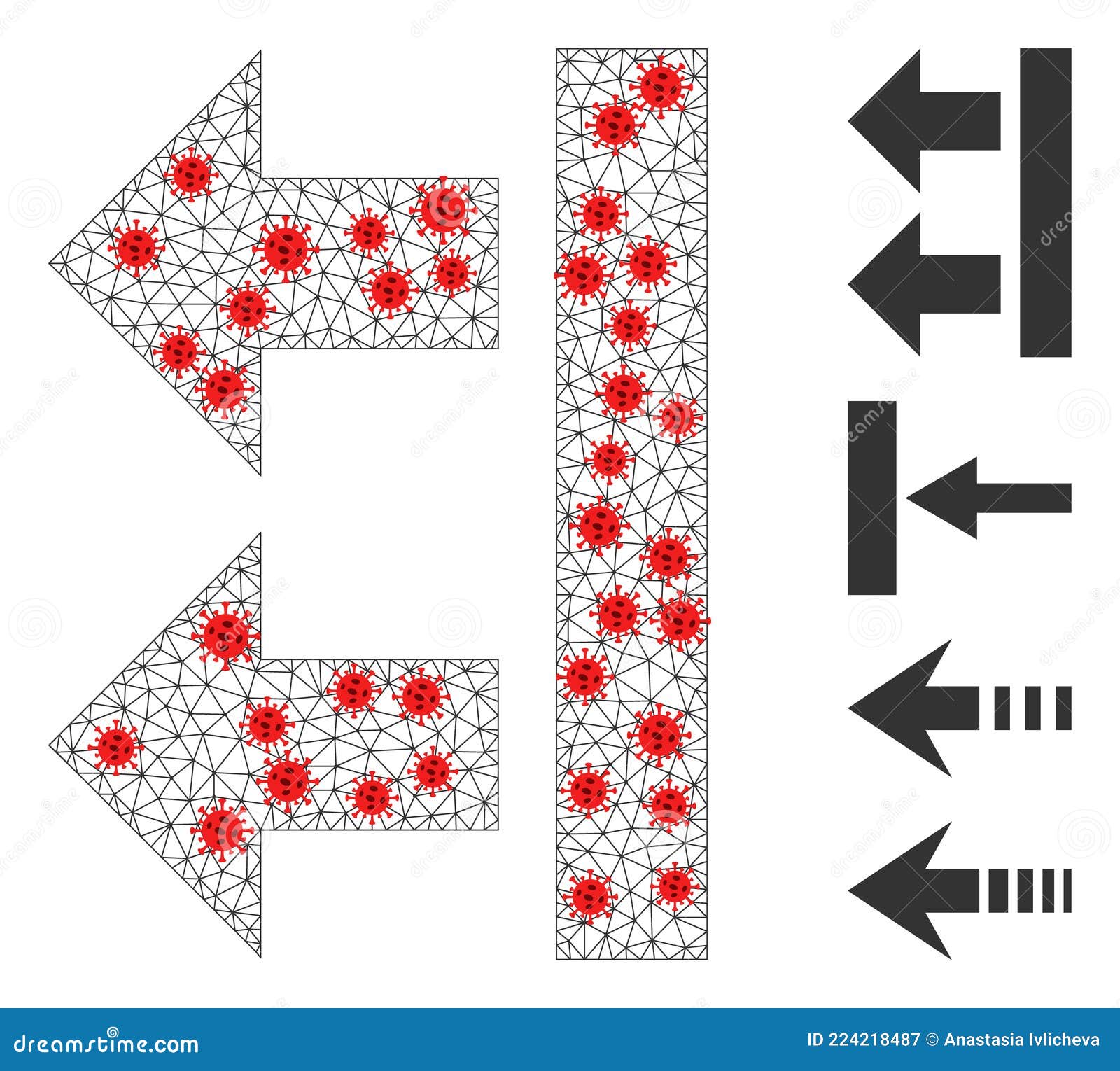 Polygonal Carcass Bring Left Pictogram with Coronavirus Elements Stock ...