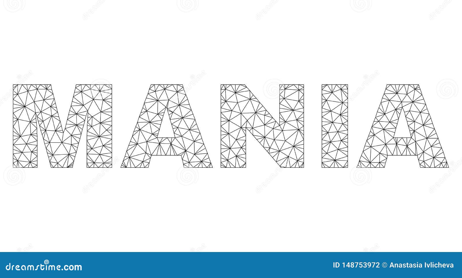 Polygonal Carcass MANIA Text Tag Stock Vector - Illustration of madness ...