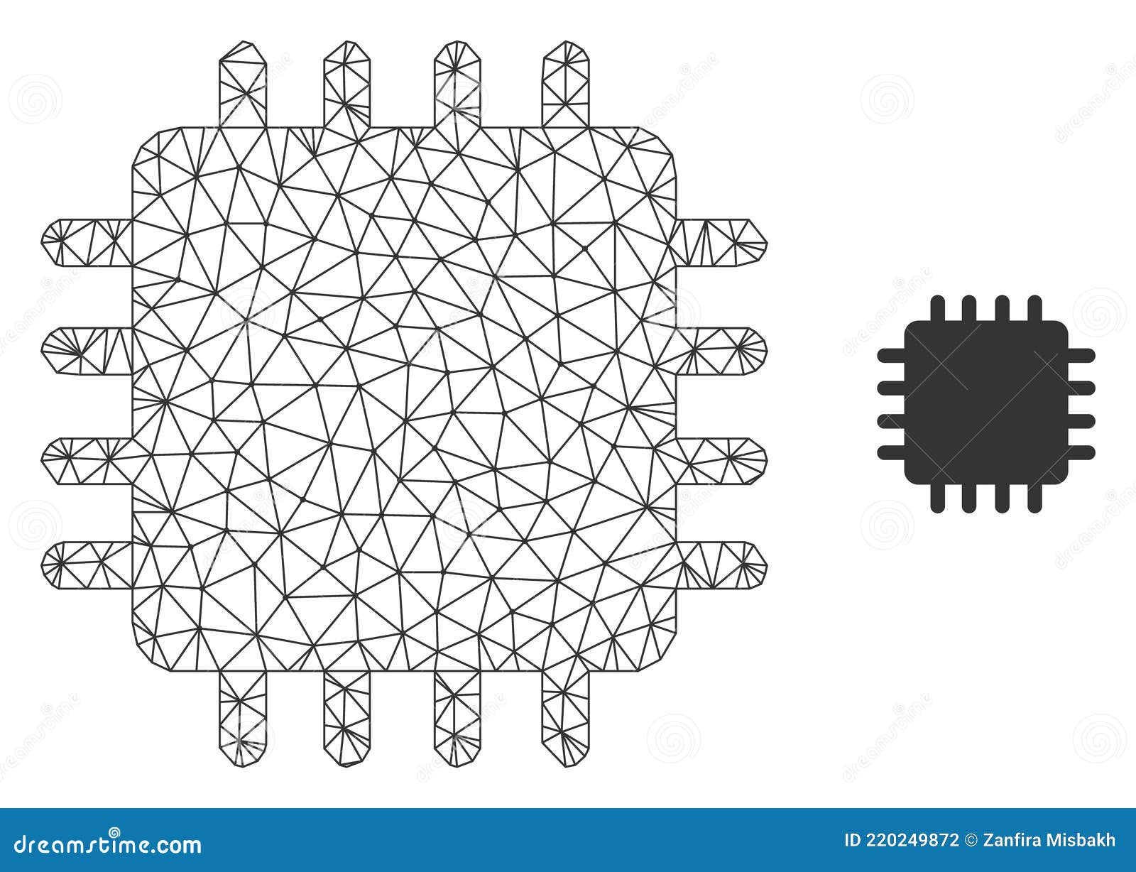 Polygonal Carcass Mesh Chip Icon Stock Vector - Illustration of symbol ...