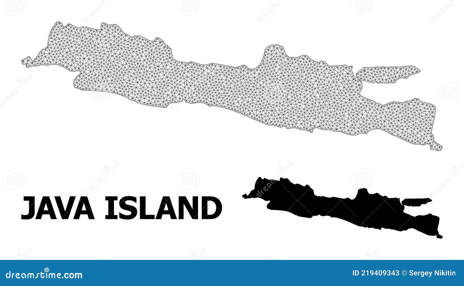 Polygonal Carcass Mesh High Detail Vector Map of Java Island ...