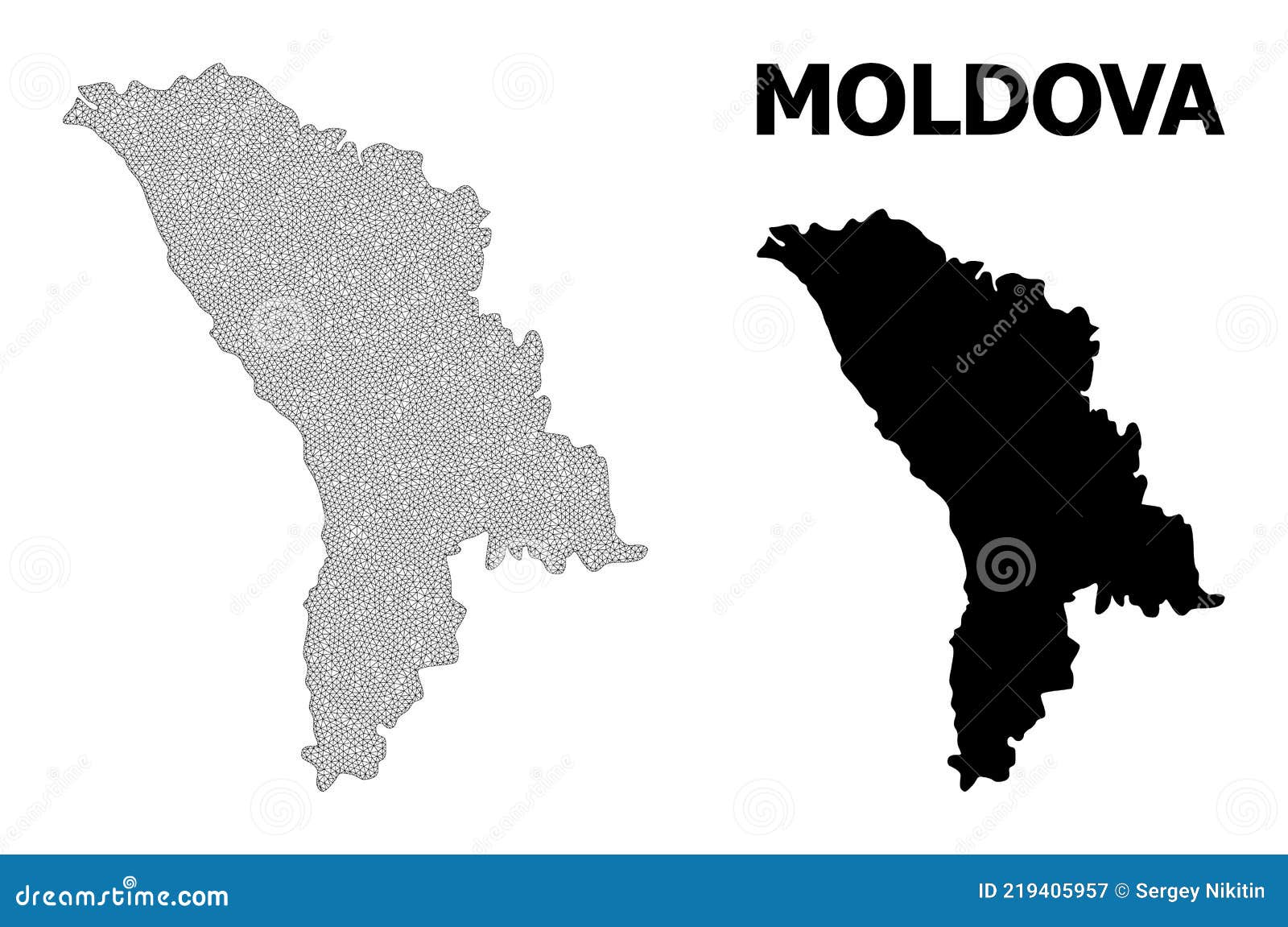 Polygonal Carcass Mesh High Detail Vector Map of Moldova Abstractions ...