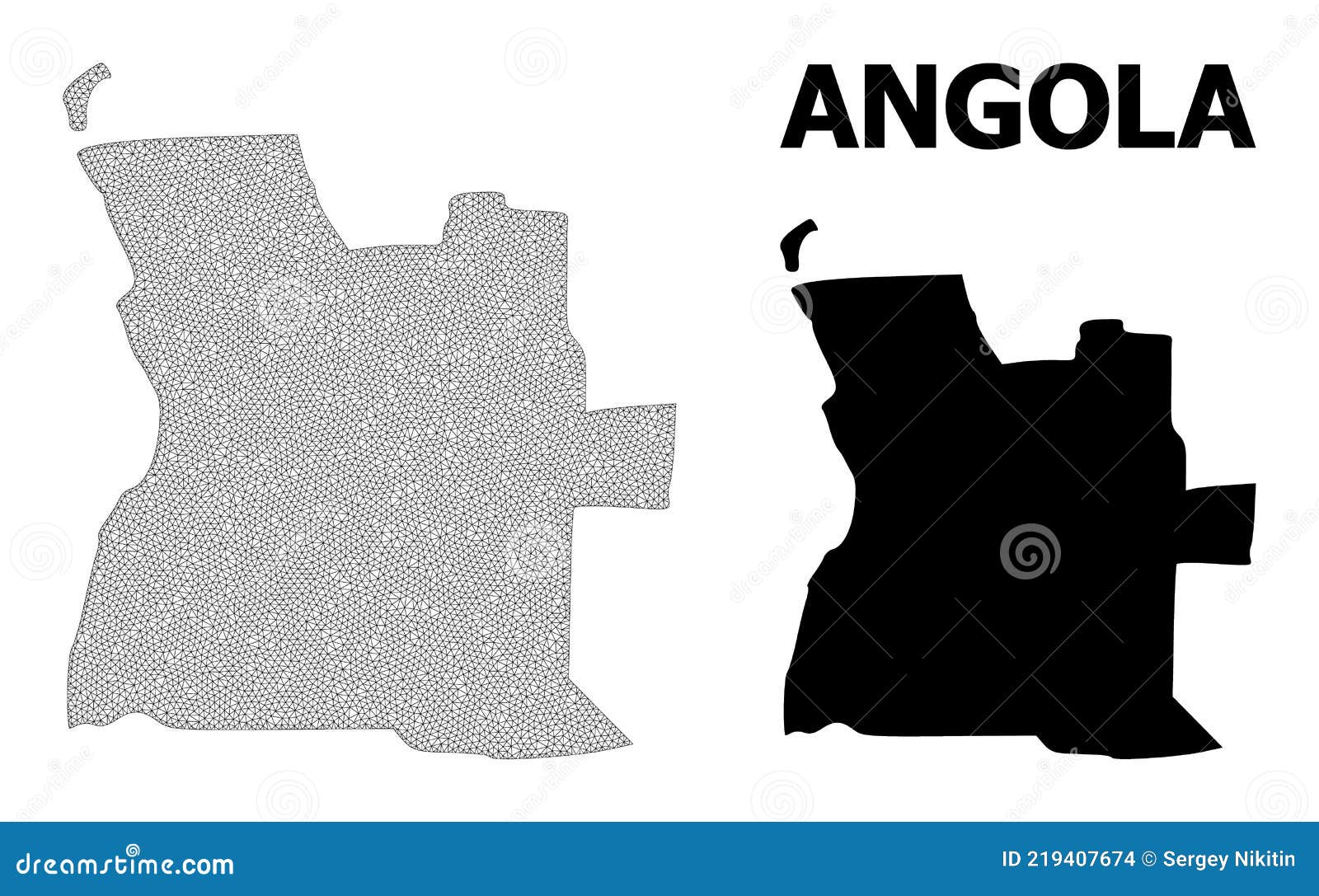 Angola Map - High Detailed Blue Map With Counties/regions/states Of ...