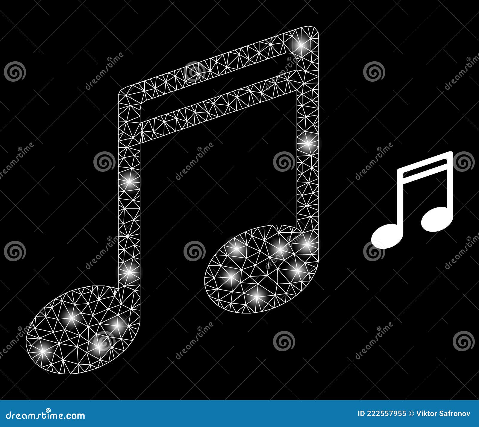 Polygonal Carcass Mesh Music Notes with Lightspots Stock Vector ...