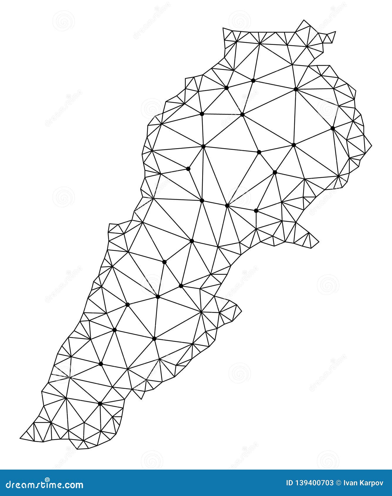 Polygonal Carcass Mesh Vector Map of Lebanon Stock Vector ...