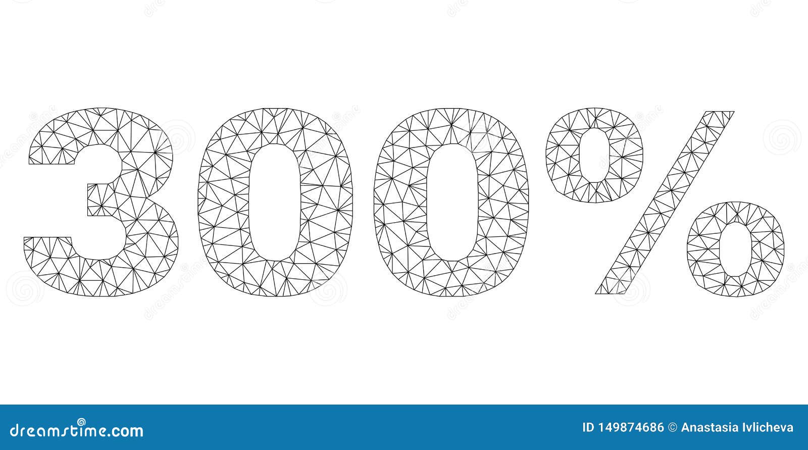 Polygonal Carcass 300 Text Caption Stock Vector - Illustration of ...