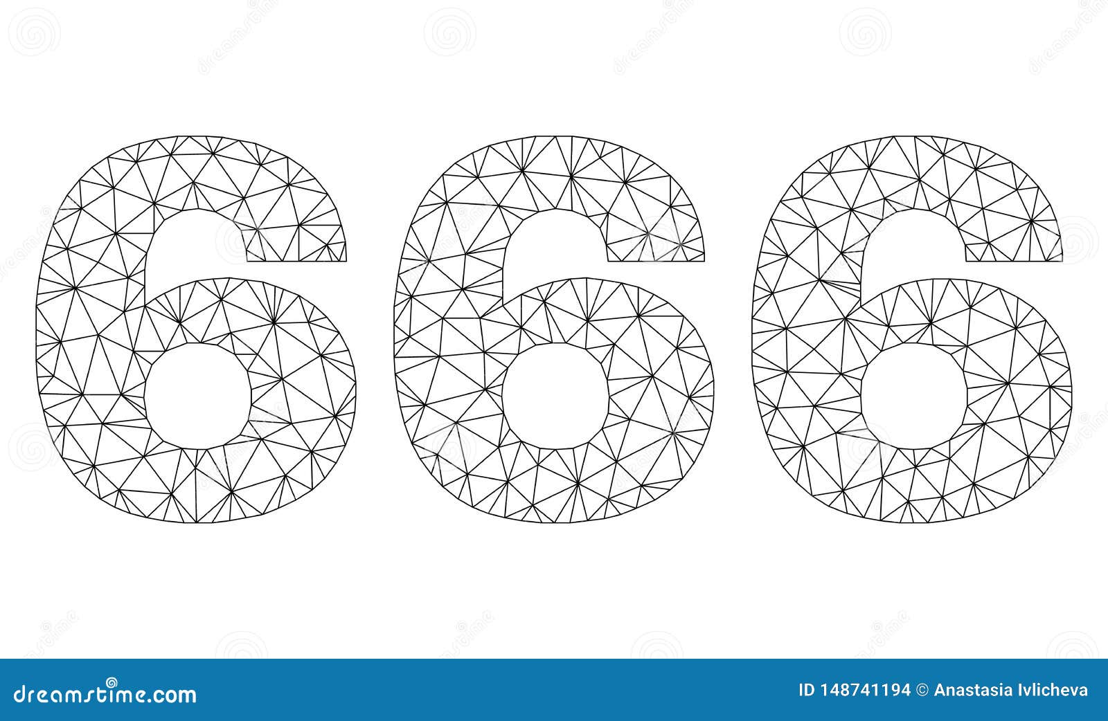 Polygonal Carcass 666 Text Label Stock Vector - Illustration of numeral ...