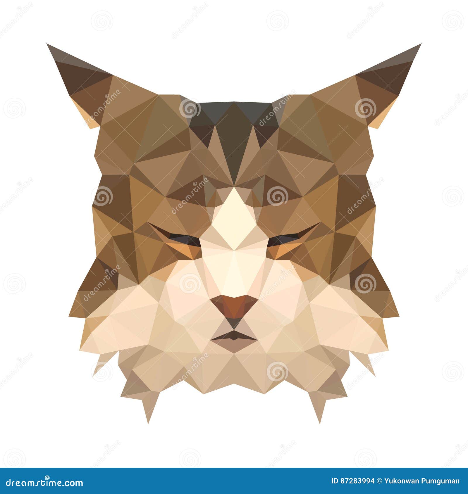 Polygonal Cat Face, Geometric Polygon Animal, Isolated Vector Stock ...