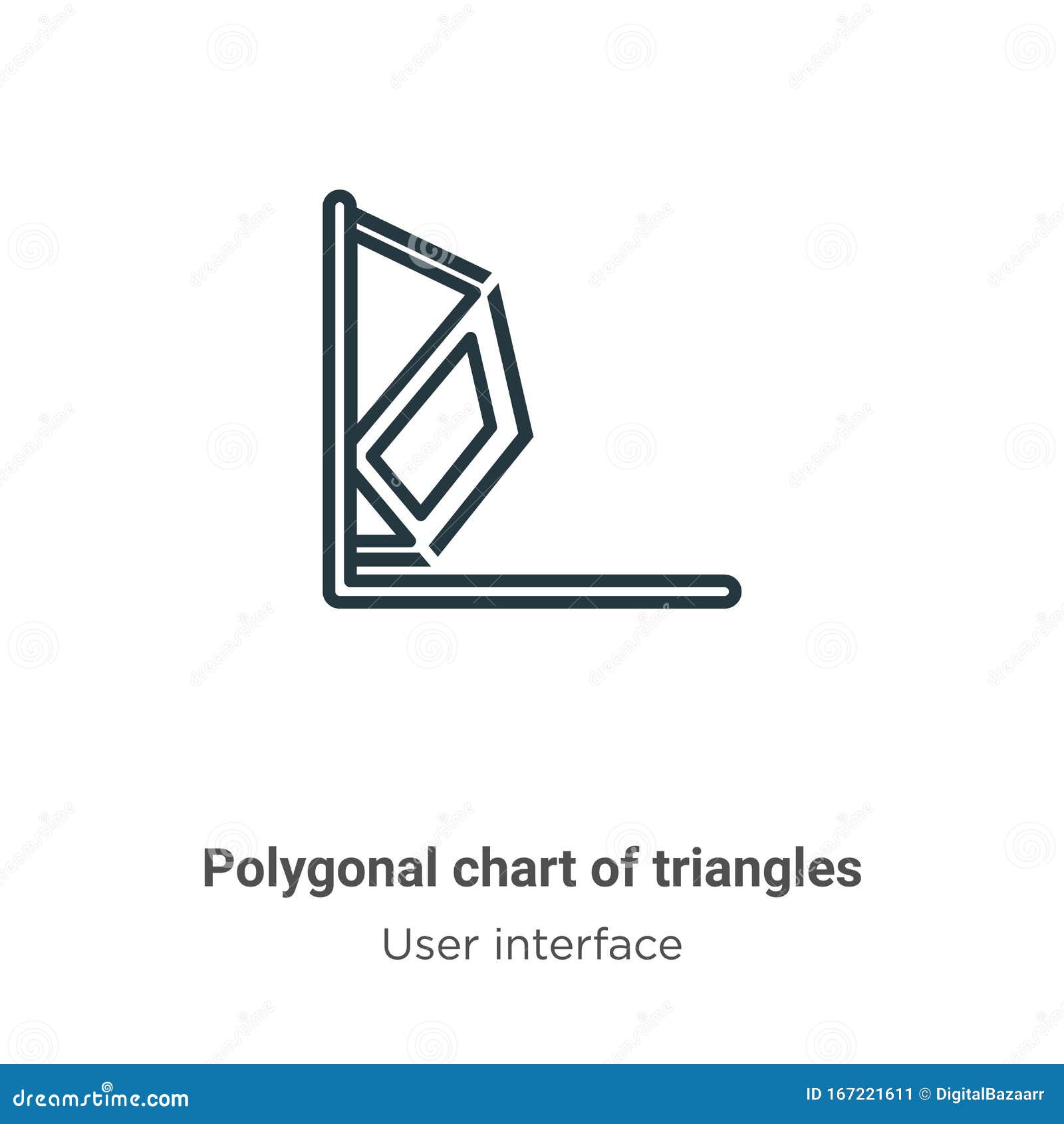 Polygonal Chart of Triangles Outline Vector Icon. Thin Line Black ...