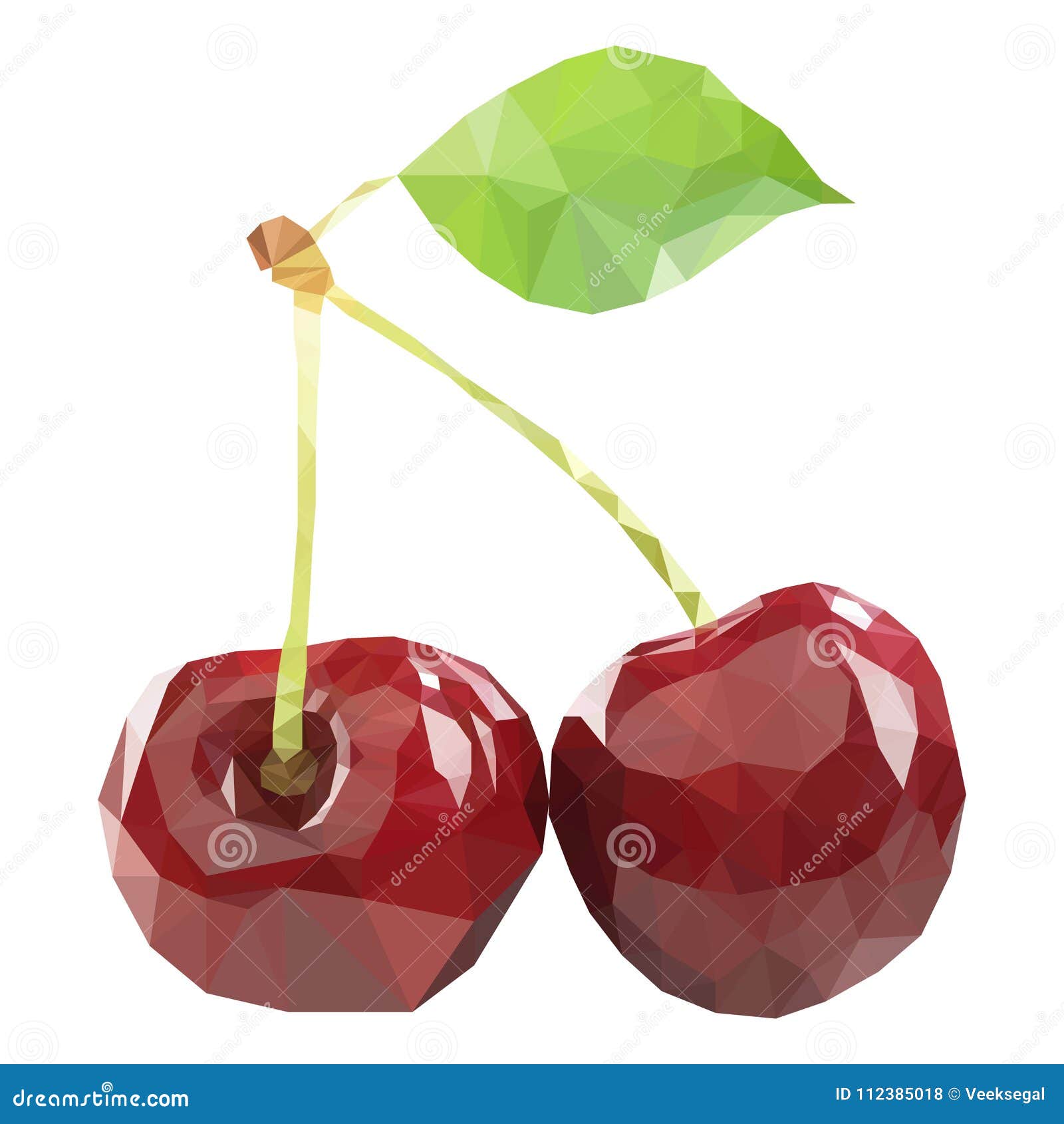 Polygonal Cherry in Vector, Low Poly Style Cherry Stock Vector ...