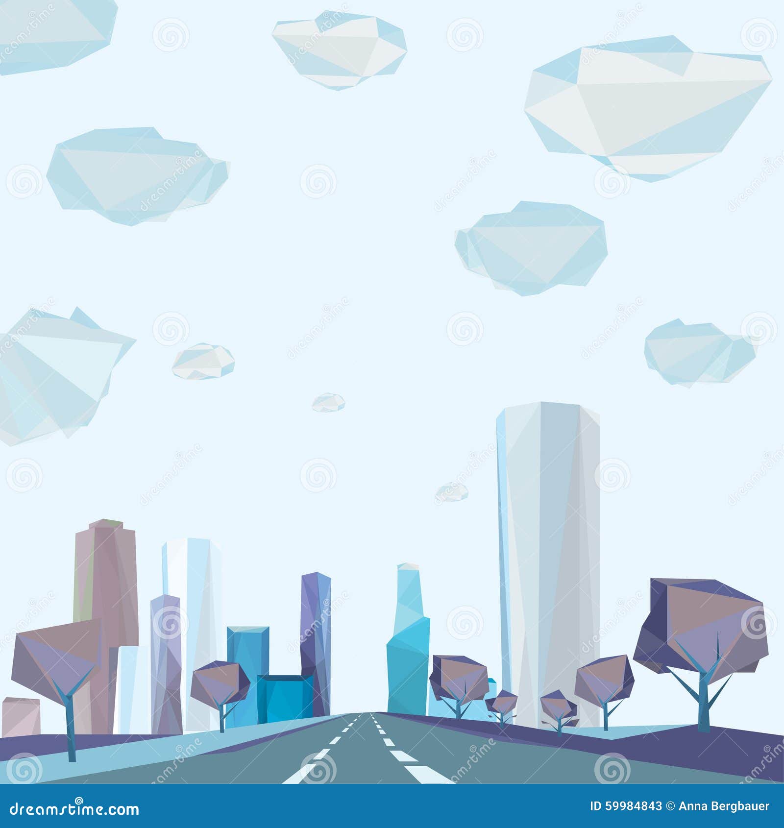 01 Polygonal city road stock vector. Illustration of business - 59984843