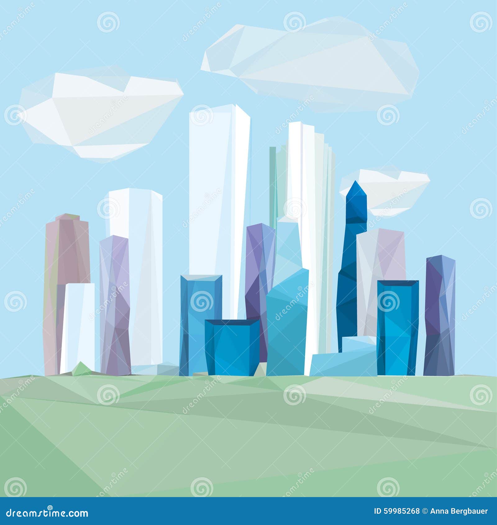 02 Polygonal cityscape stock vector. Illustration of modern - 59985268