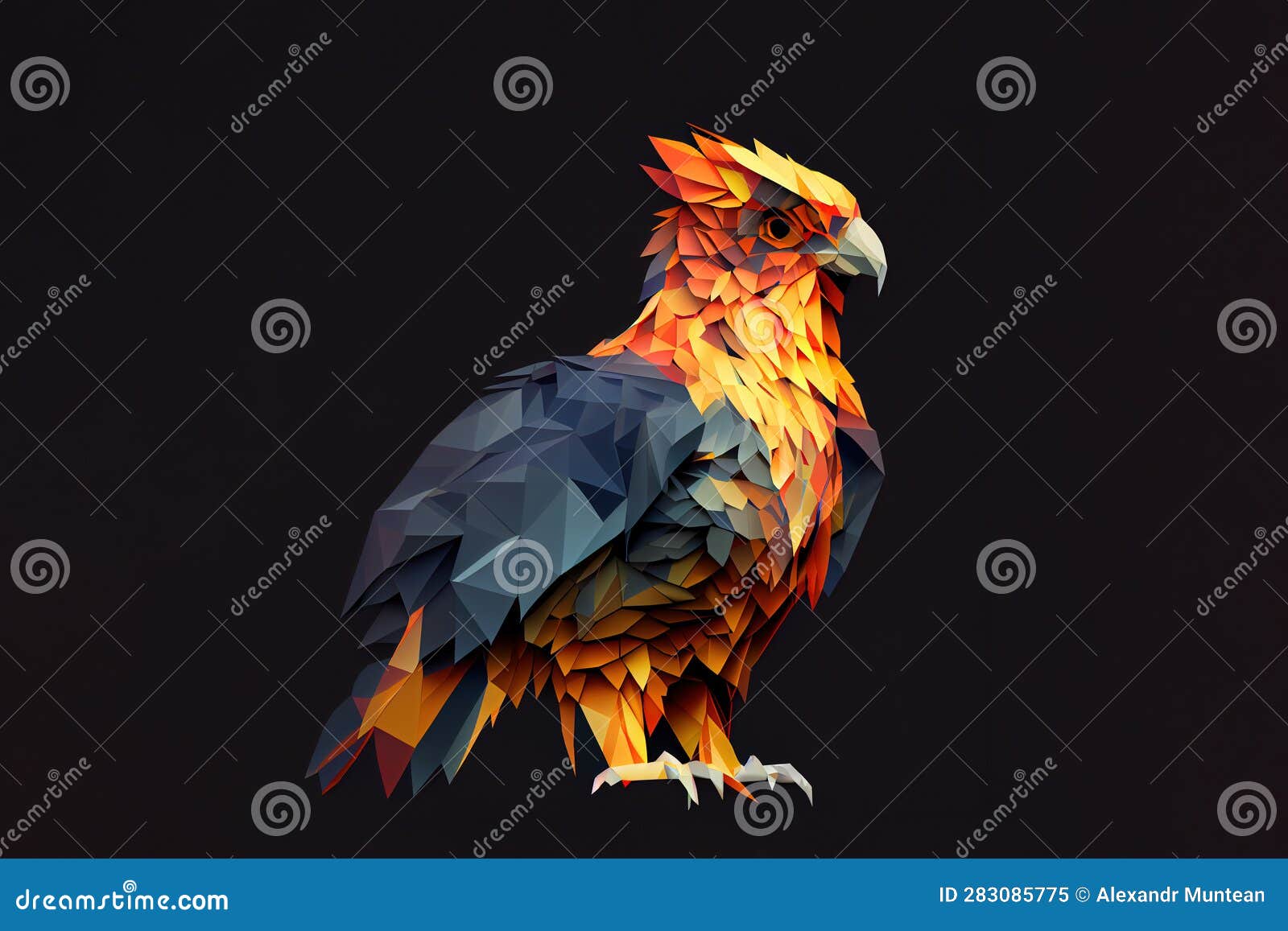 Polygonal Colorful Phoenix, Low Poly Bird. Stock Illustration ...