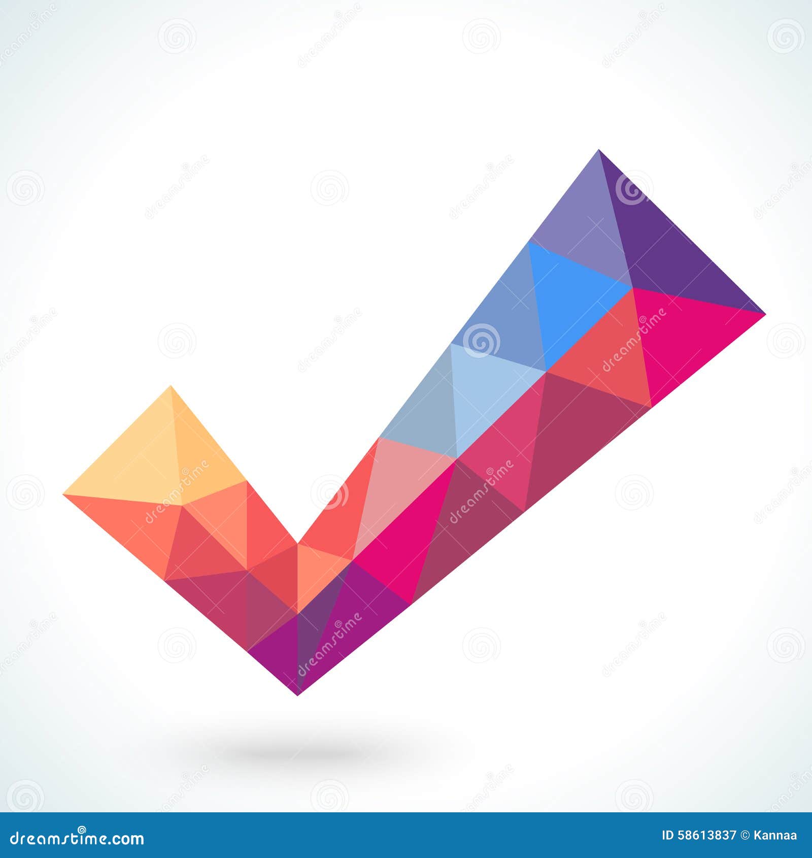 Polygonal Crystal Check Mark or Tick with Shadow Stock Illustration ...