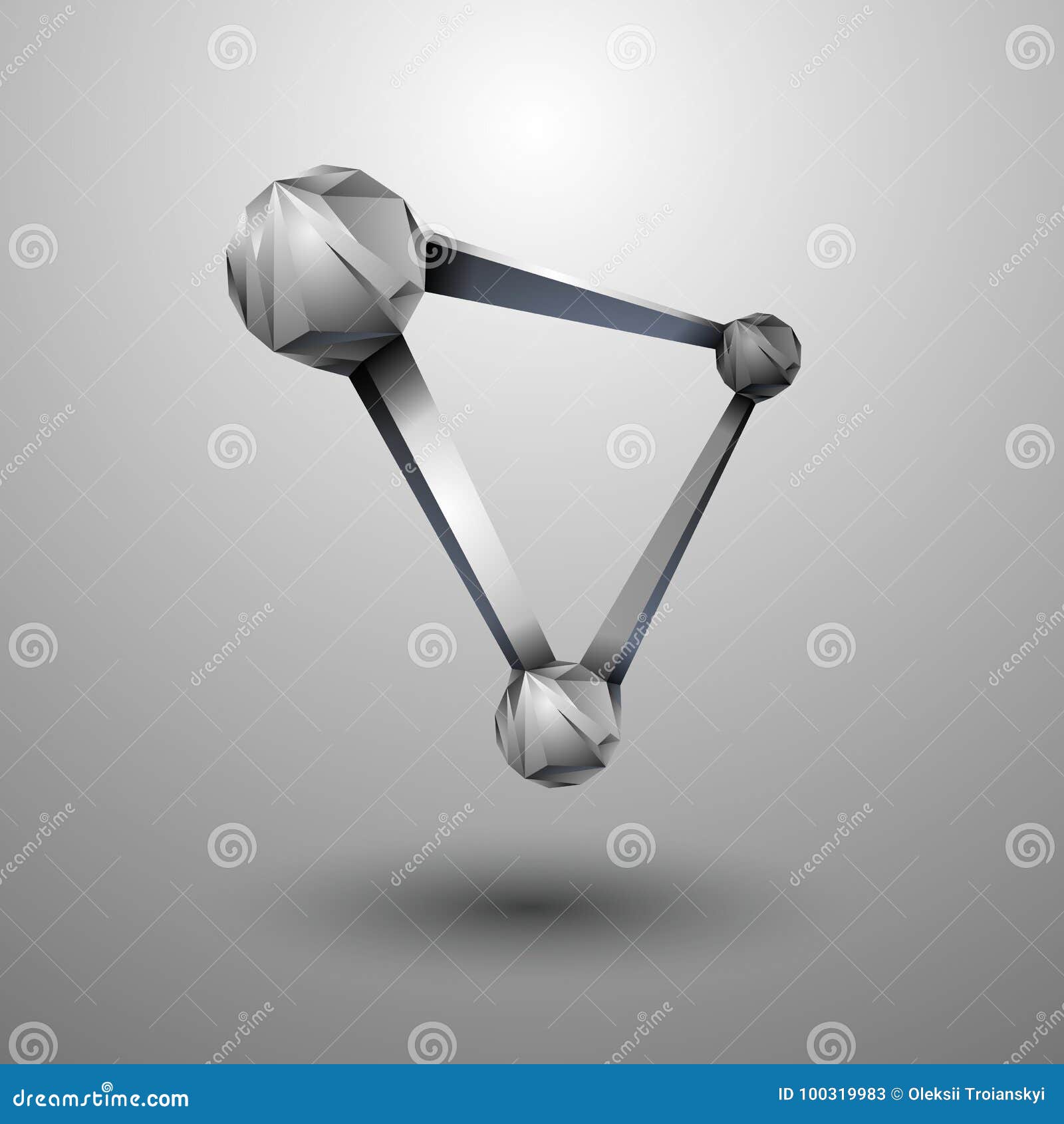 Polygonal 3D Abstract Structure. Three Molecules Interconnected. Stock ...