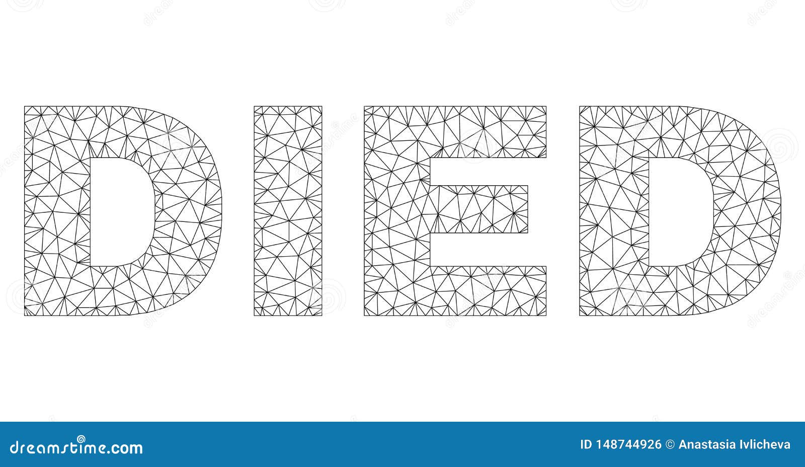 Polygonal 2D DIED Text Tag stock vector. Illustration of modeling ...