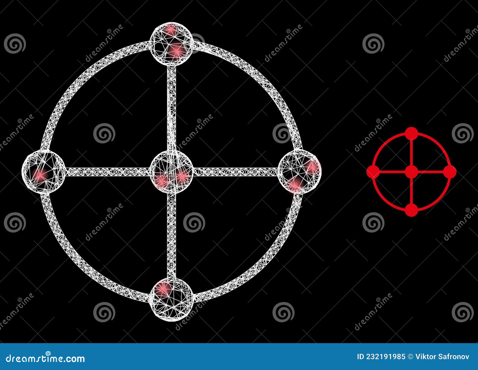 Polygonal 2D Mesh Circle Grid Nodes with Glare Spots Stock Vector ...