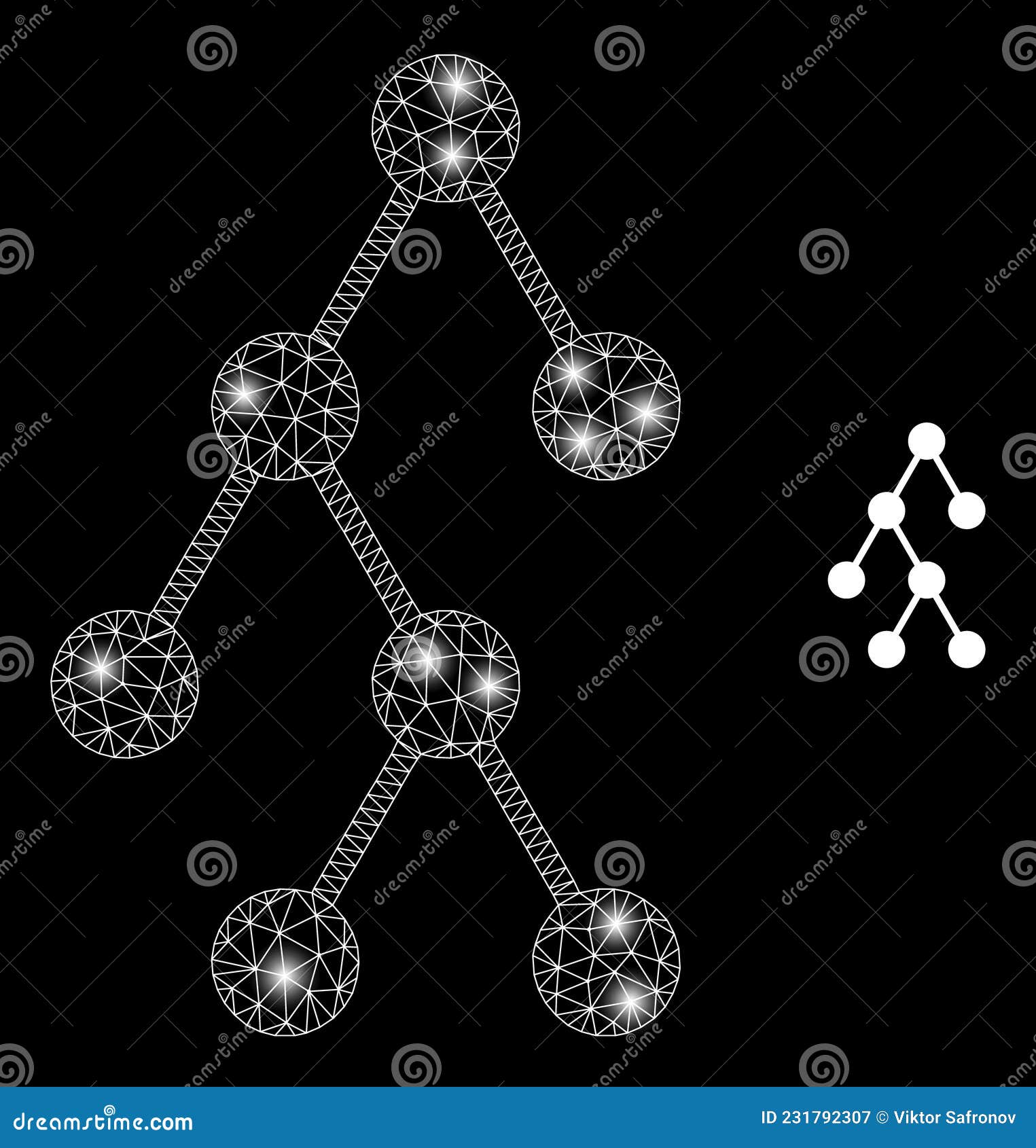 Polygonal 2D Mesh Hierarchy Structure with Glare Spots Stock Vector ...