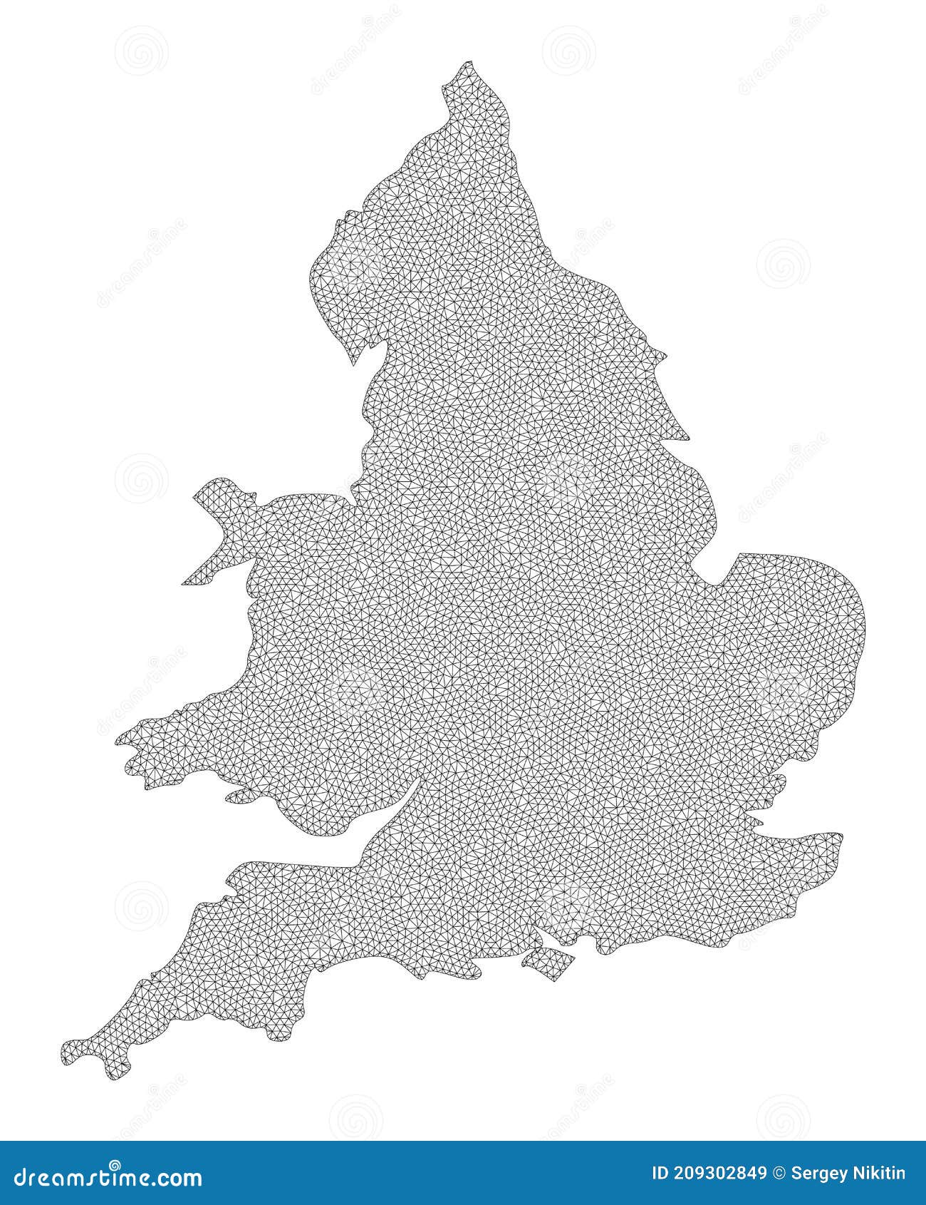 Polygonal 2D Mesh High Detail Raster Map of England Abstractions Stock ...