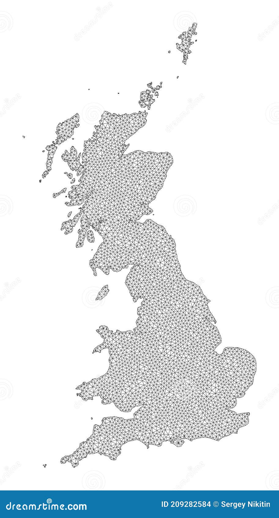 Polygonal 2D Mesh High Detail Raster Map of Great Britain Abstractions ...