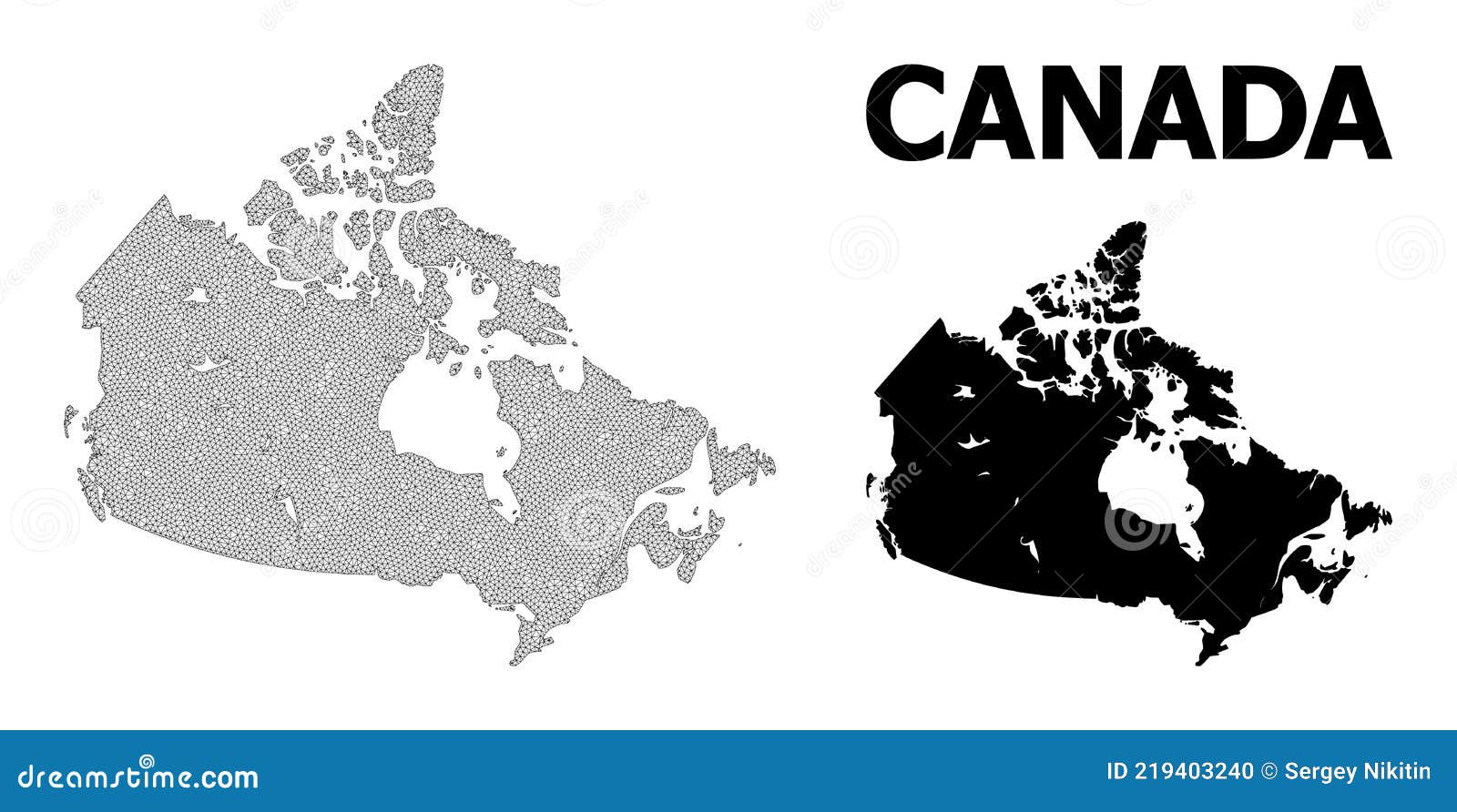 Polygonal 2D Mesh High Detail Vector Map of Canada Abstractions Stock ...