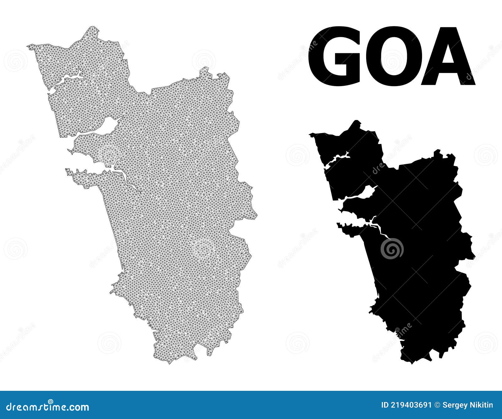 Polygonal 2D Mesh High Detail Vector Map of Goa State Abstractions ...