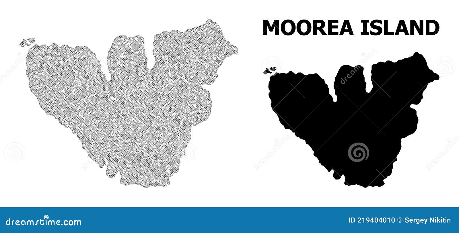 Polygonal 2D Mesh High Detail Vector Map of Moorea Island Abstractions ...