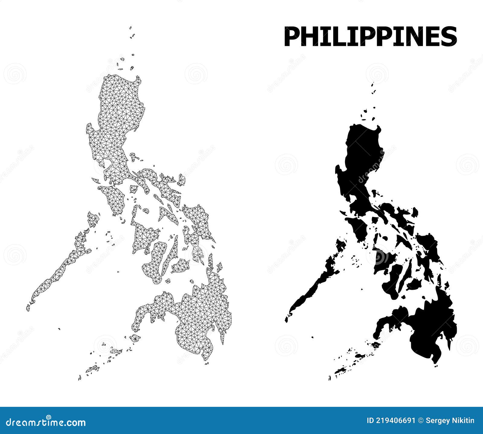Polygonal 2D Mesh High Detail Vector Map of Philippines Abstractions ...