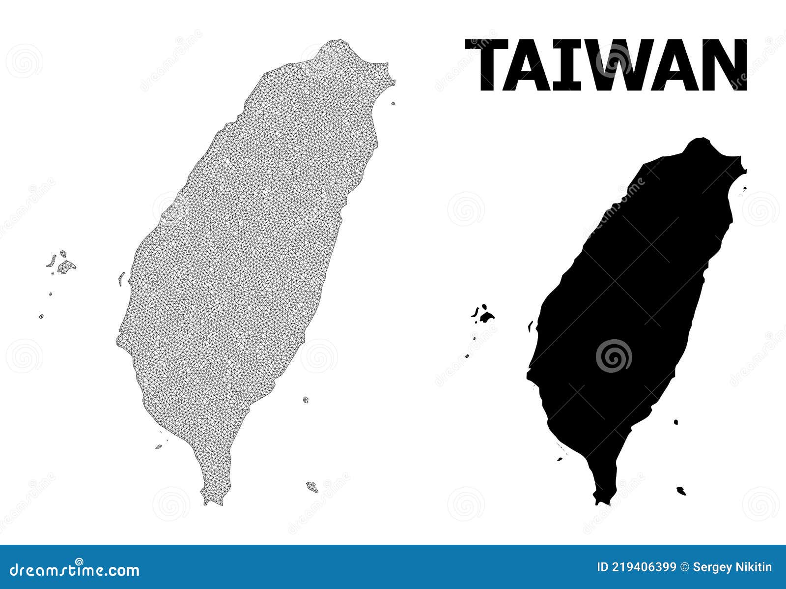 Polygonal 2D Mesh High Detail Vector Map of Taiwan Abstractions Stock ...