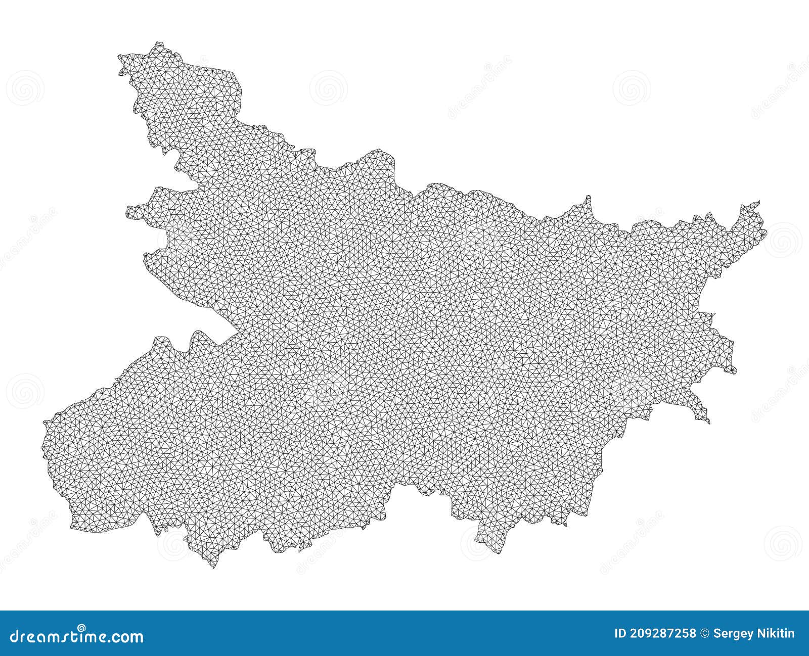 Polygonal 2D Mesh High Resolution Raster Map of Bihar State ...