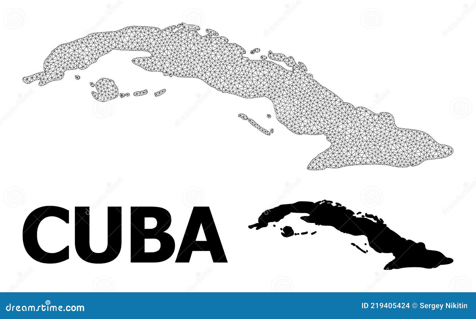 Polygonal 2D Mesh High Resolution Vector Map of Cuba Abstractions Stock ...