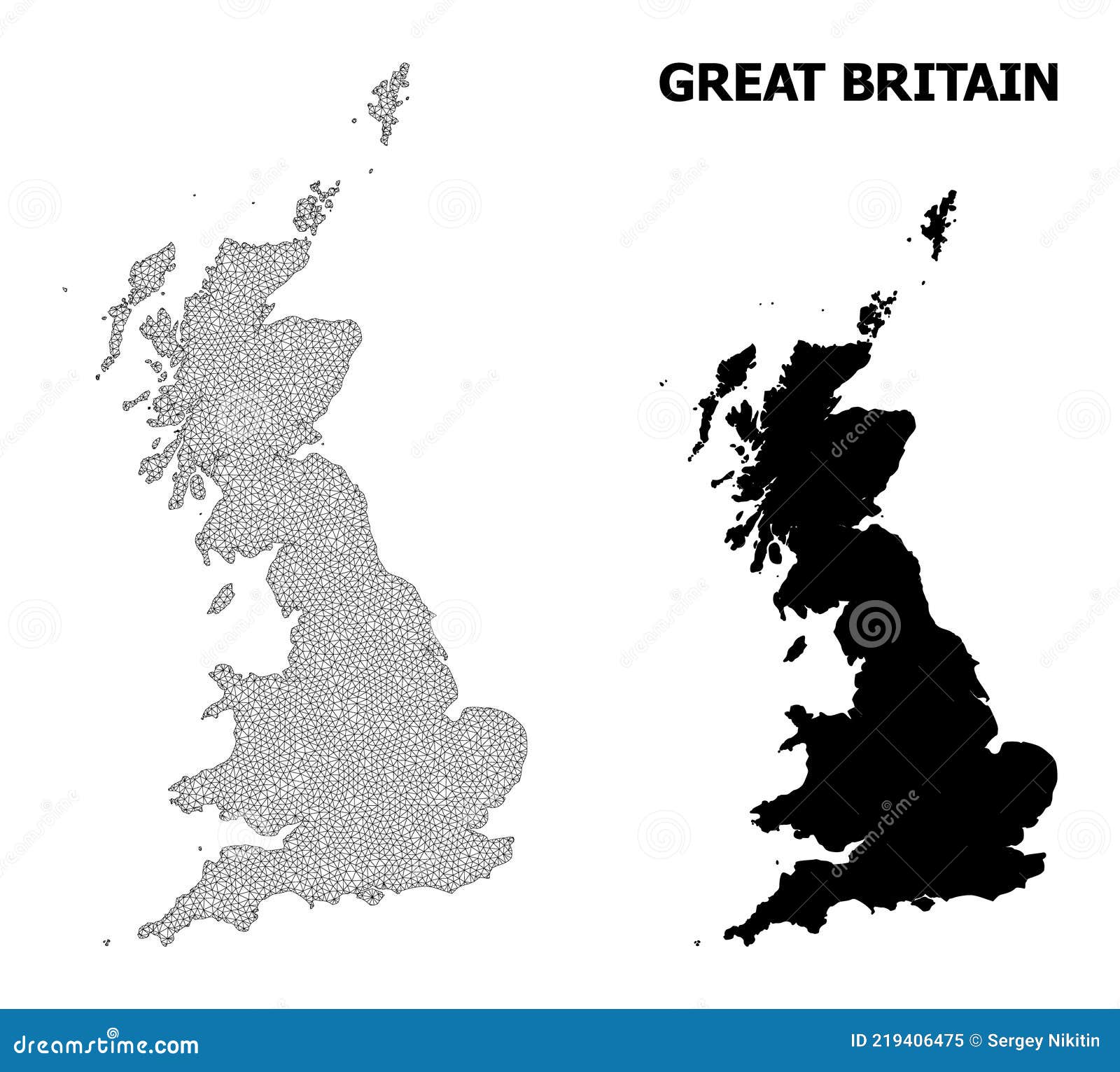 Polygonal 2D Mesh High Resolution Vector Map of Great Britain ...