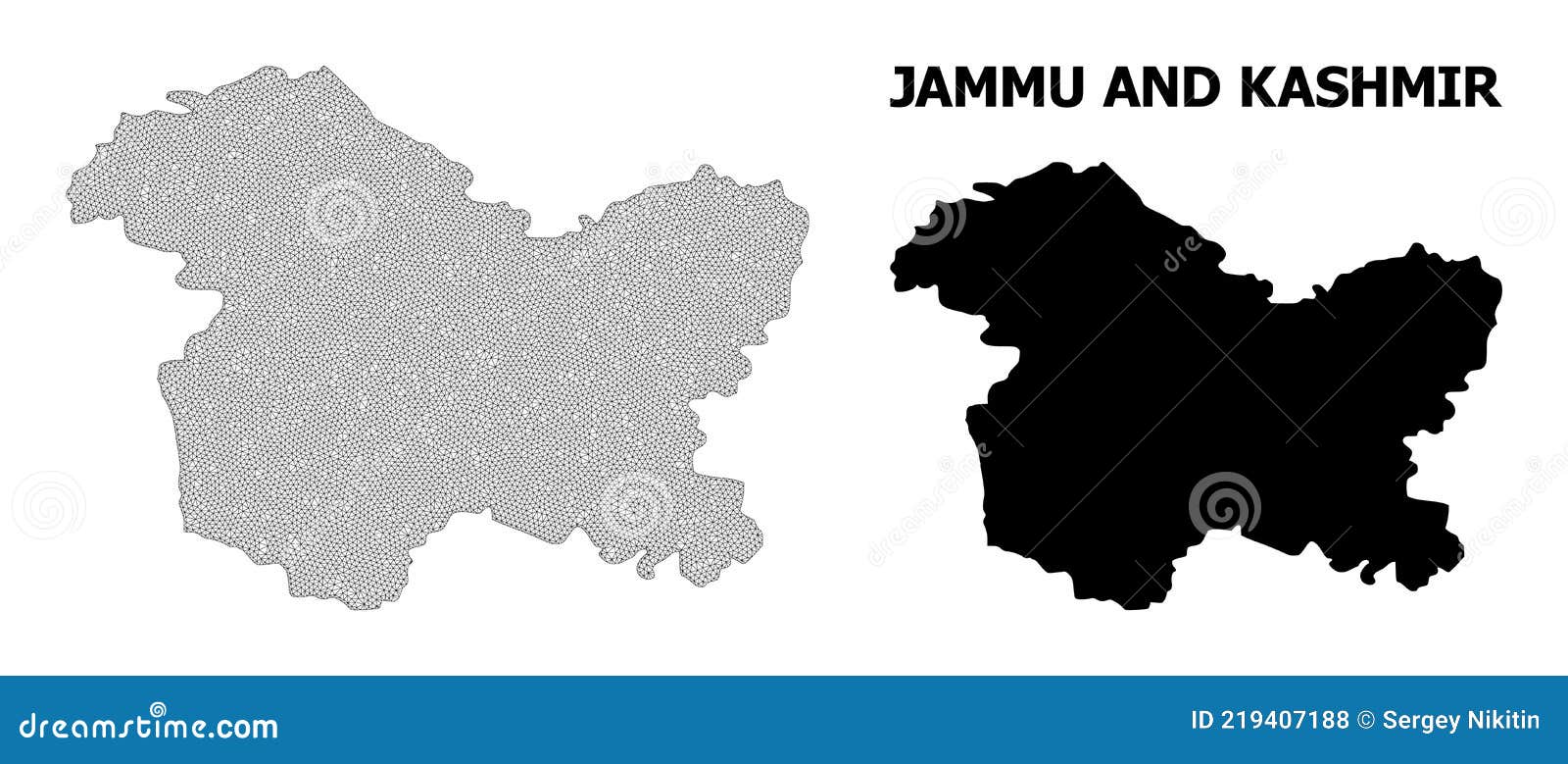 Polygonal 2D Mesh High Resolution Vector Map of Jammu and Kashmir State ...