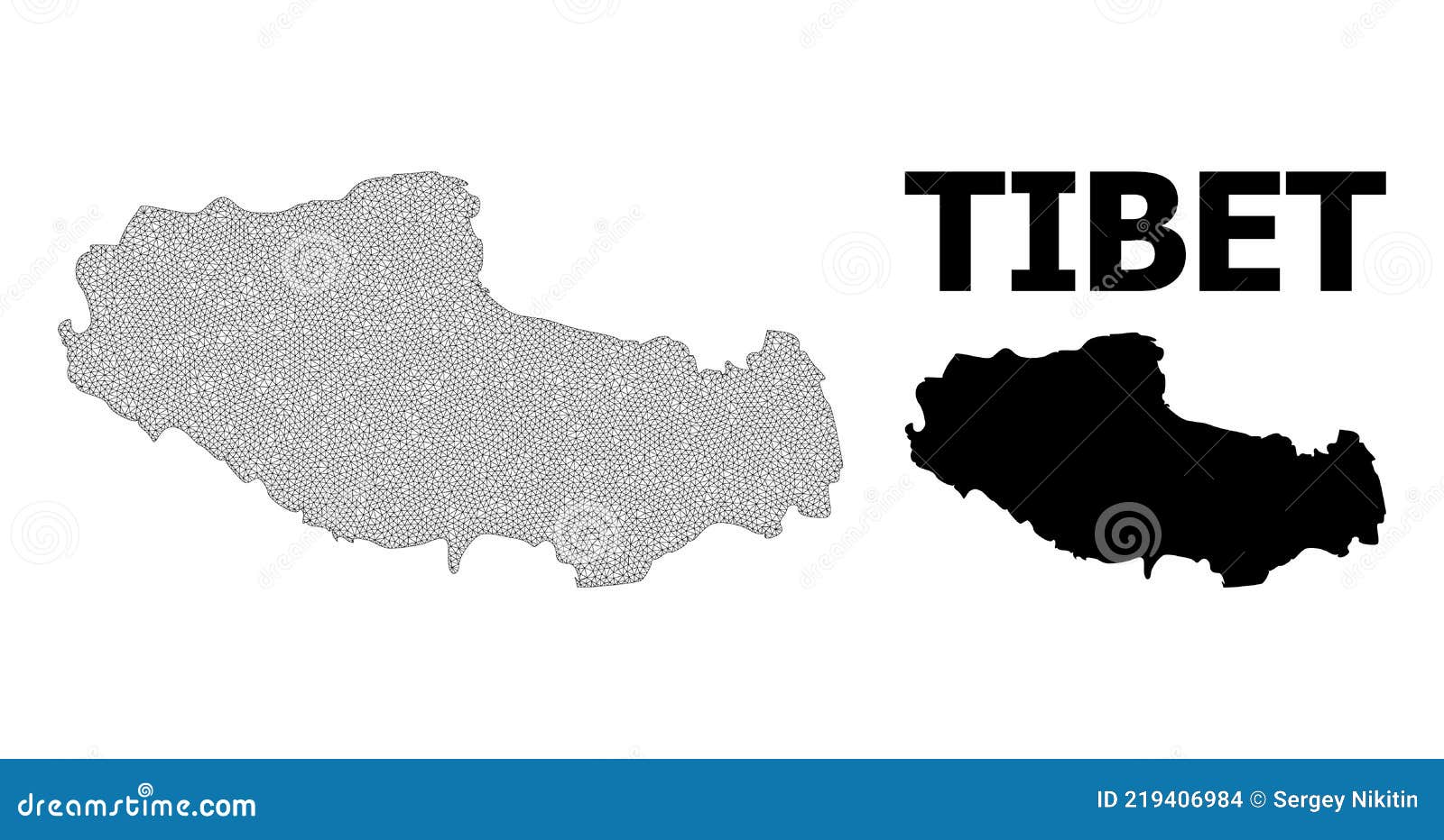 Polygonal 2D Mesh High Resolution Vector Map of Tibet Abstractions ...