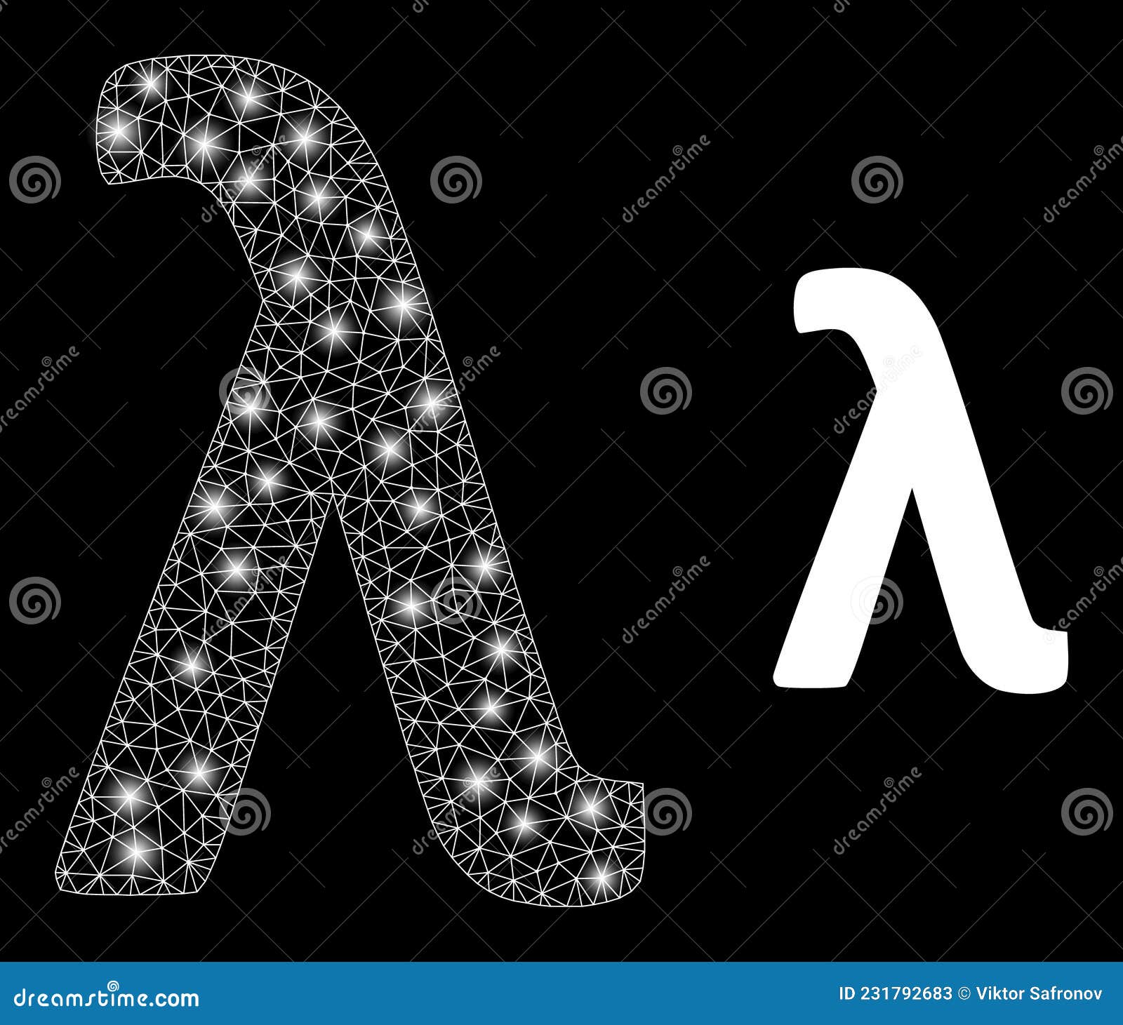 Polygonal 2D Mesh Lambda Greek Lowercase Symbol with Magic Stock Vector ...