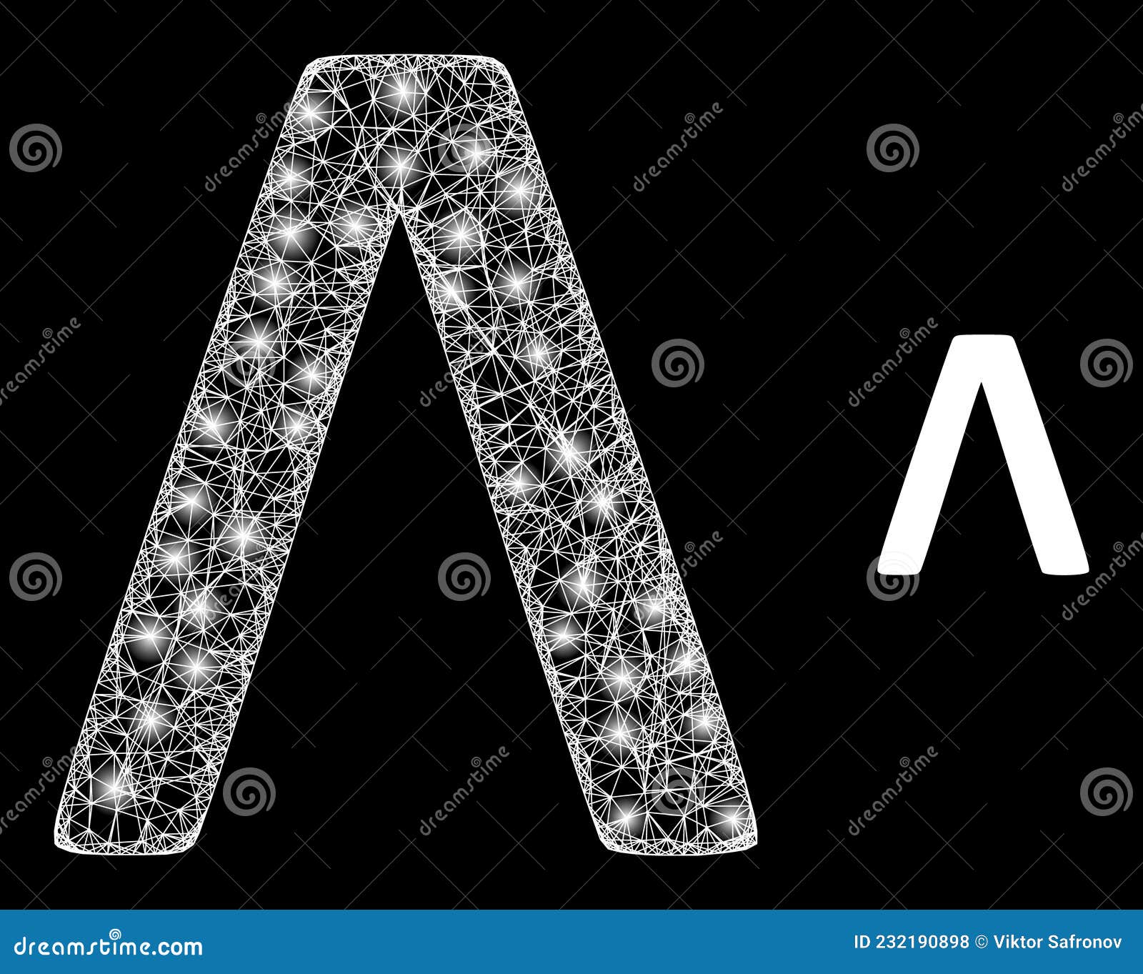 Polygonal 2D Mesh Lambda Greek Symbol with Glare Spots Stock Vector ...